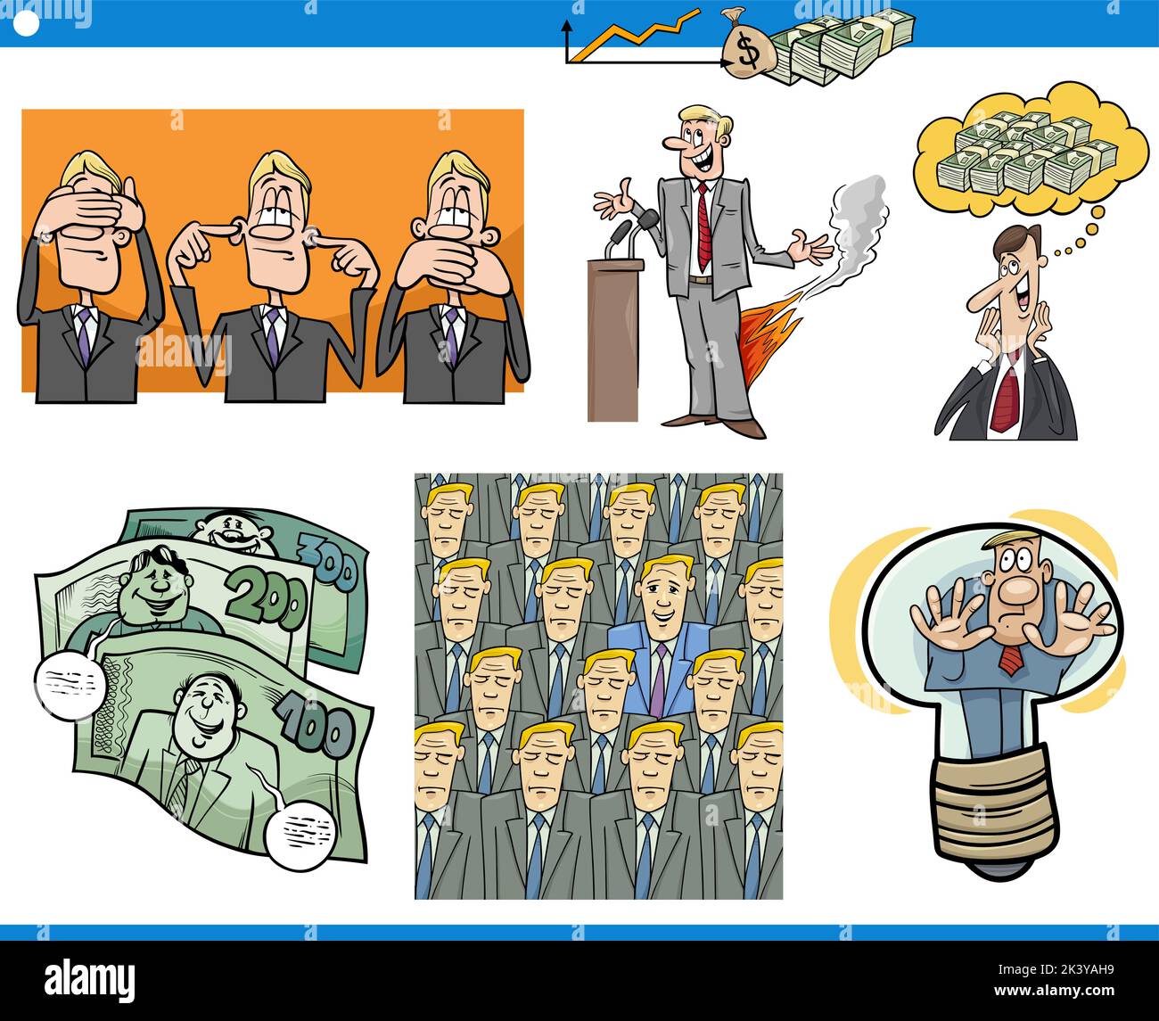 Cartoon illustration of business concepts with funny businessmen ...