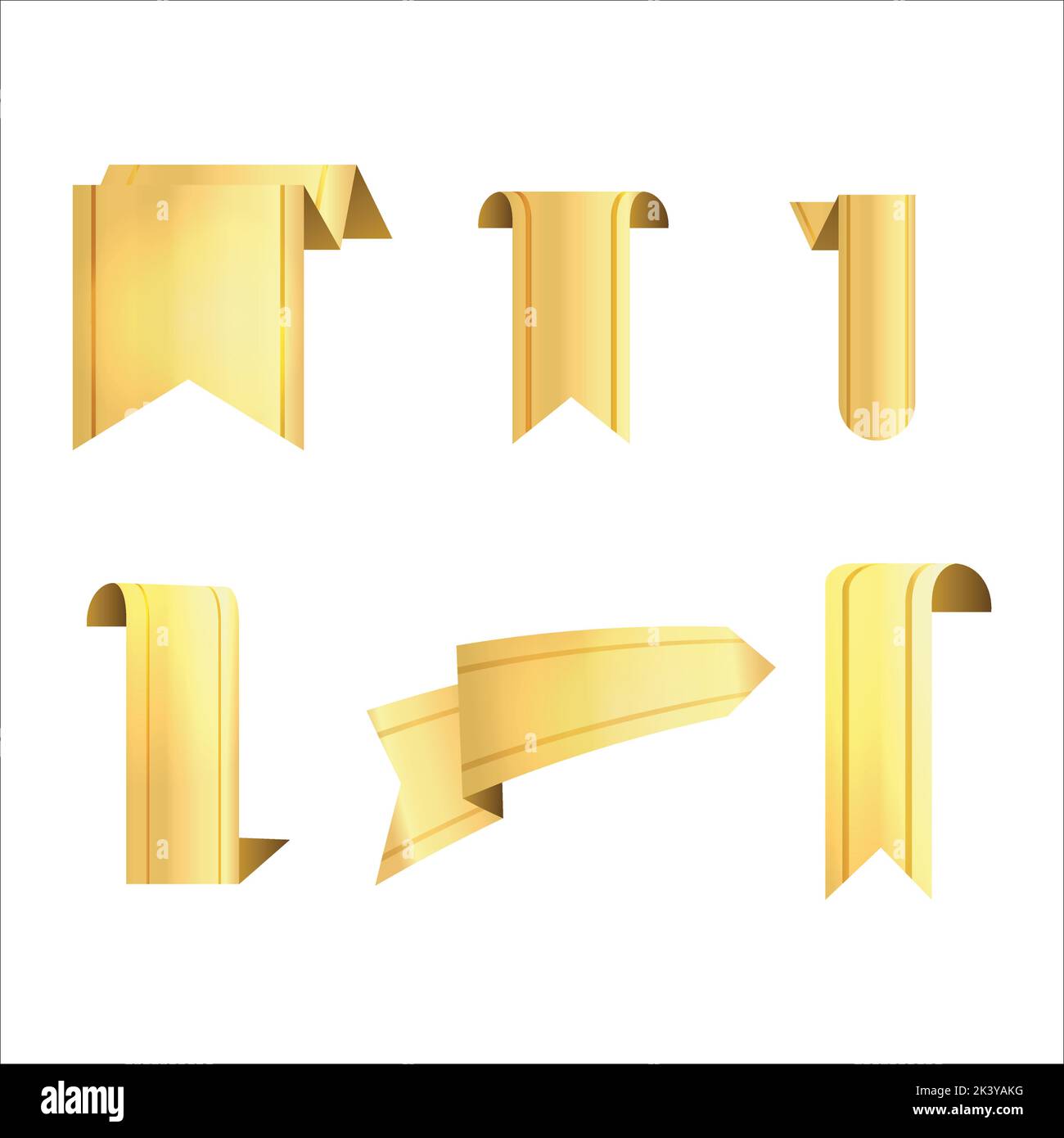 Vector Set Of Realistic Golden Ribbons Illustration Isolated On White ...