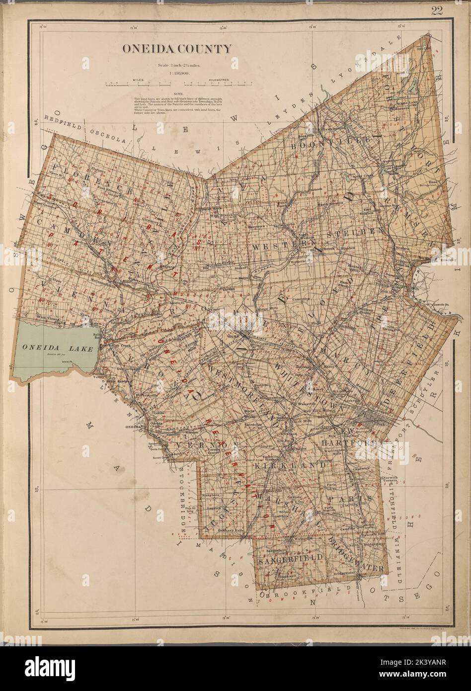 New York State, Plate No. 22 Map of Oneida County Cartographic. Atlases ...