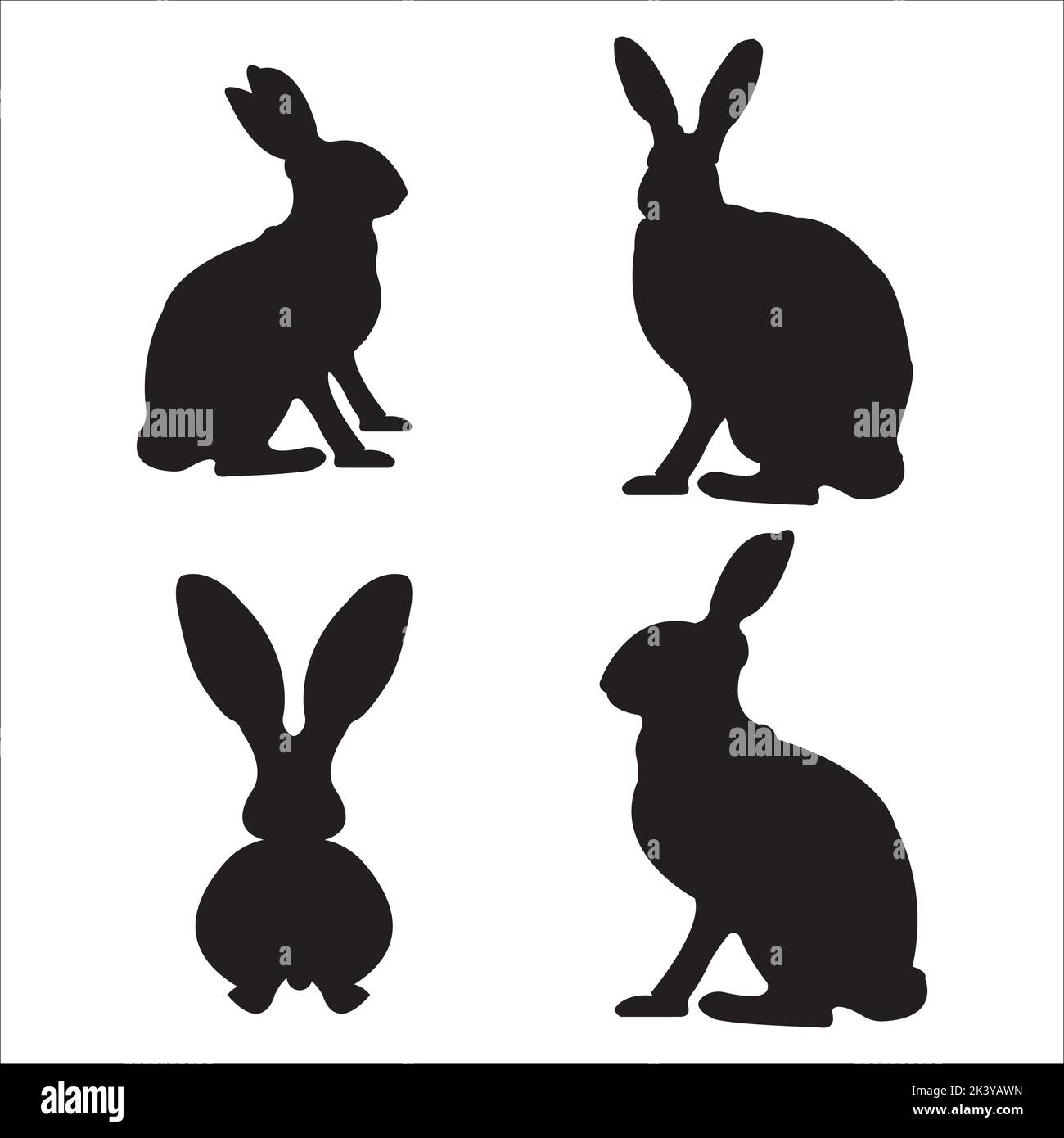 Vector Set Of Rabbits Animal Silhouettes Illustration Isolated On White ...