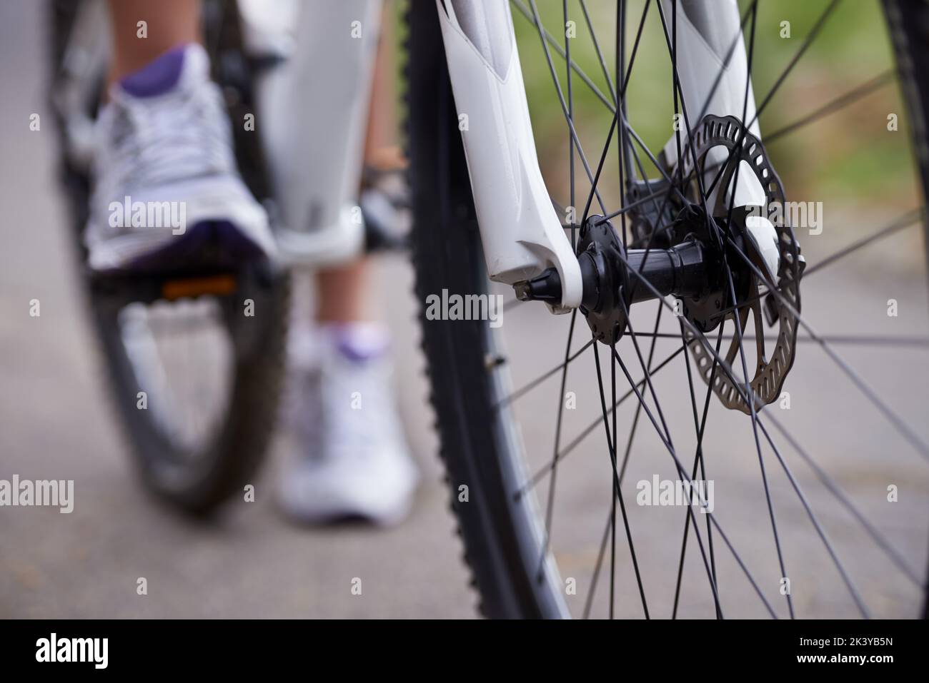 Ready for a wicked ride. a rider on a mountain bike in the outdoors ...