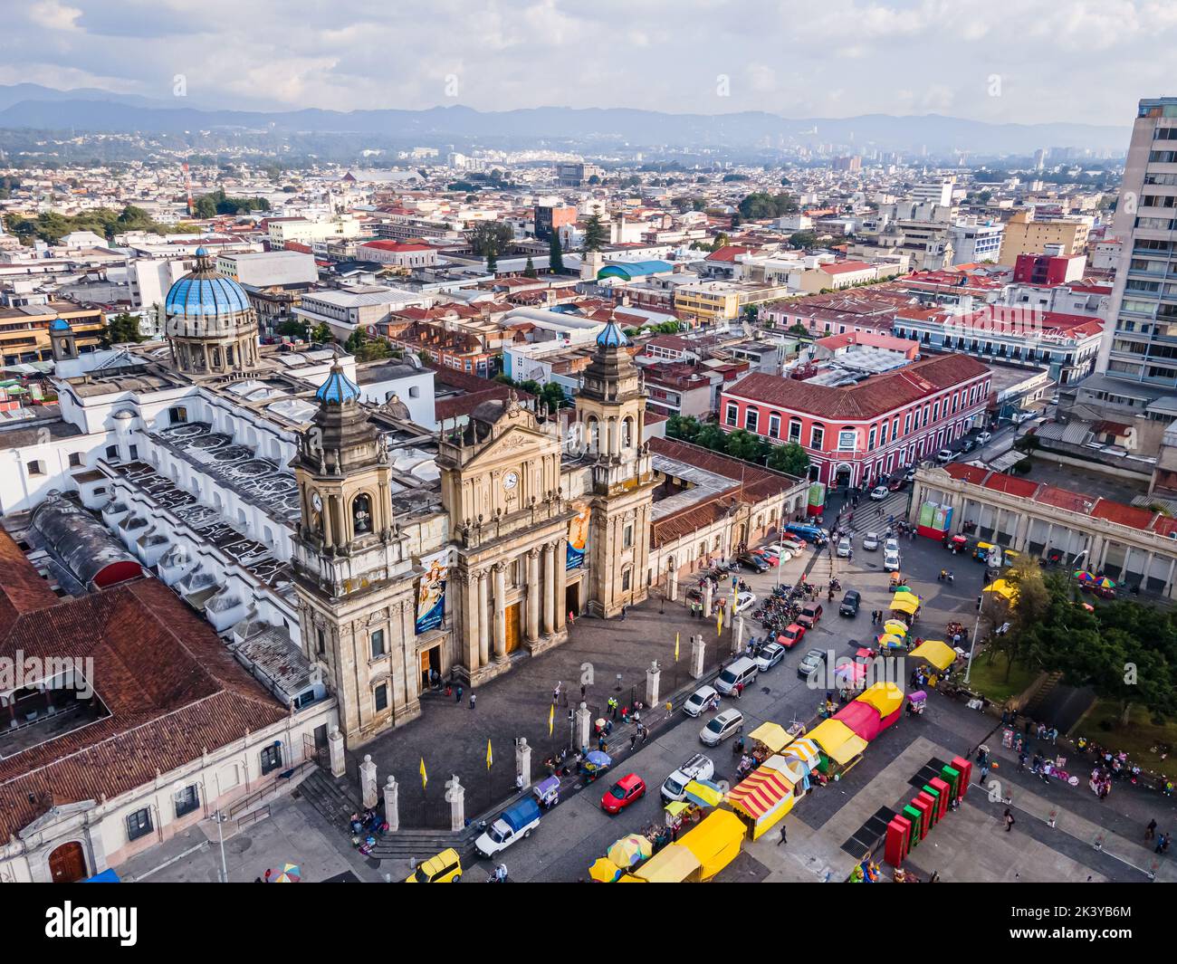 Beautiful aerial view of Guatemala City - Catedral Metropolitana de ...