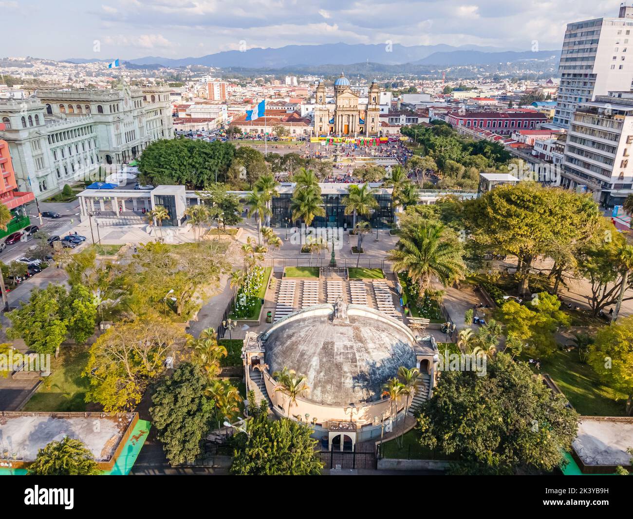 Beautiful aerial view of Guatemala City - Catedral Metropolitana de ...