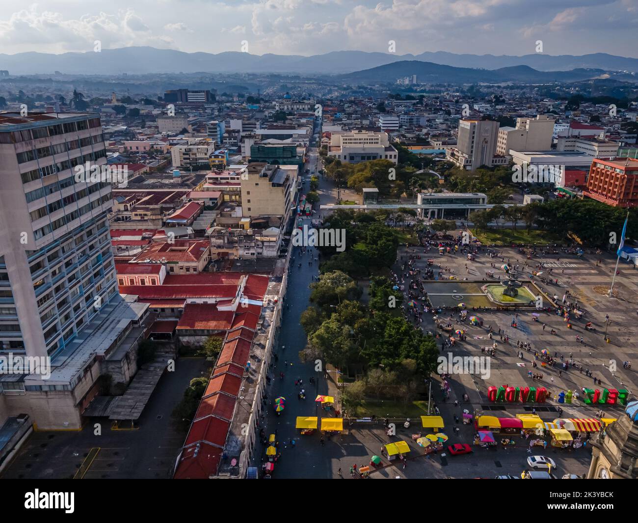 Beautiful aerial view of Guatemala City - Catedral Metropolitana de ...
