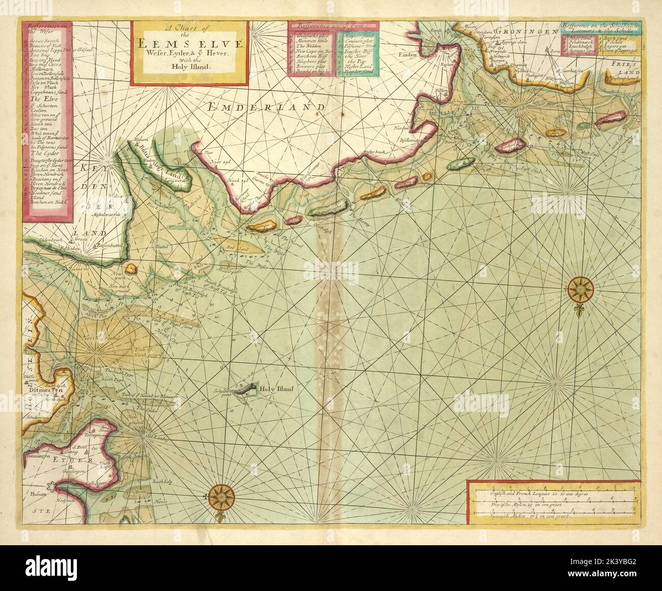A chart of EEMS ELVE, Wefer, Eyder and Hever. With the Holy Island 1702 ...