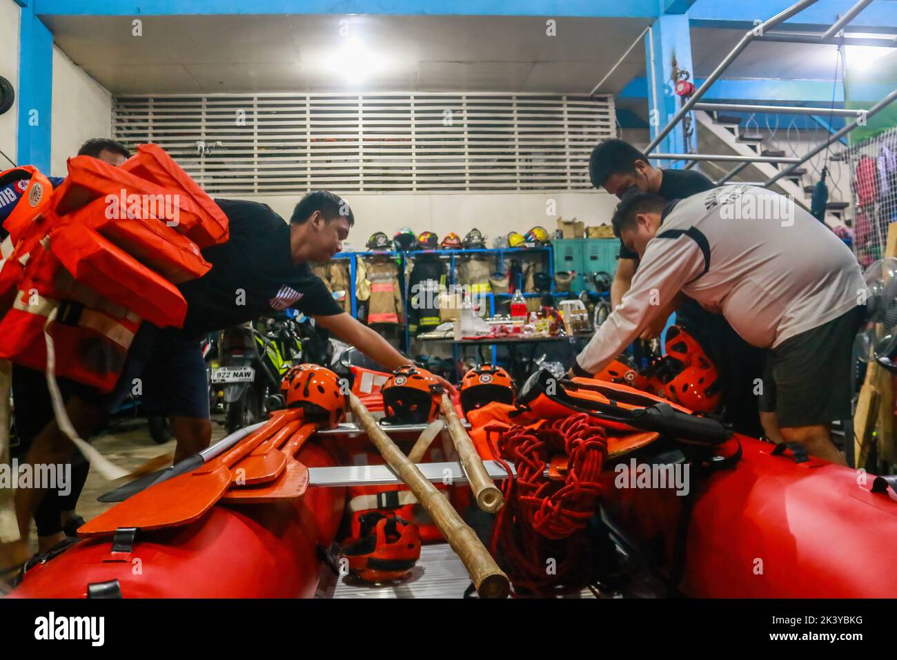 Marikina, Philippines. 25th Sep, 2022. Rescue workers arranged their ...
