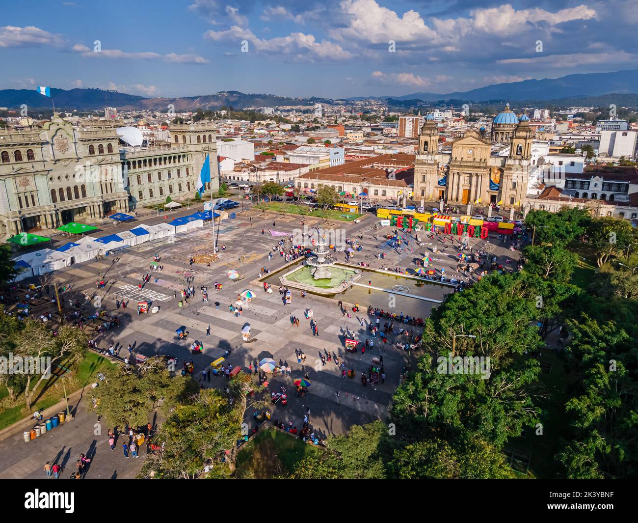 Beautiful aerial view of Guatemala City - Catedral Metropolitana de ...