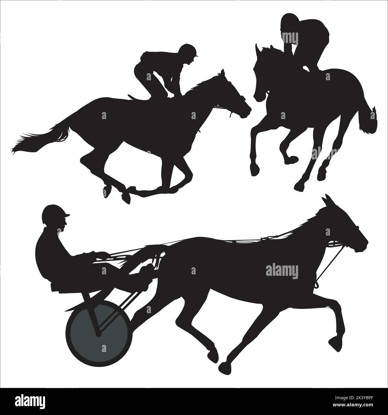 Vector Set Of Horseman With Horse Silhouettes Illustration Isolated On ...