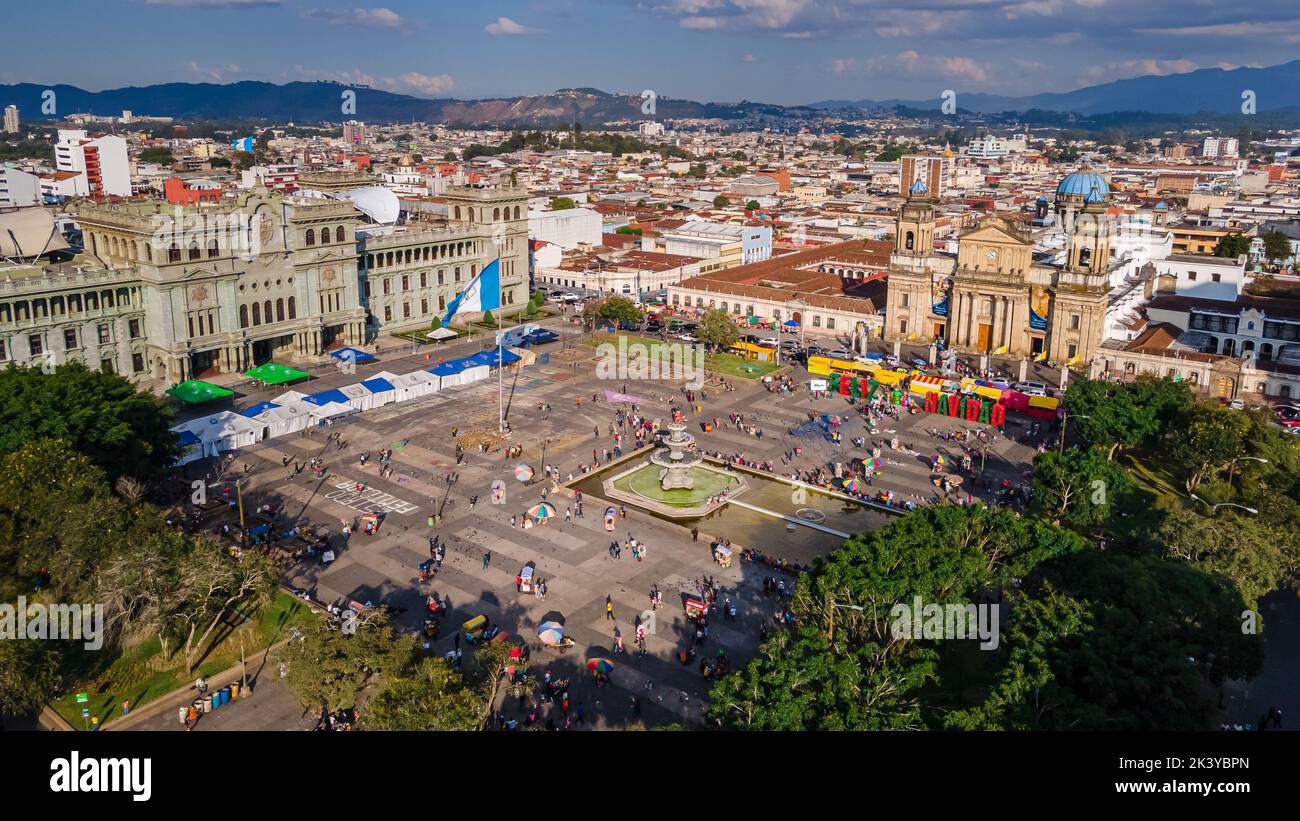 Beautiful aerial view of Guatemala City - Catedral Metropolitana de ...