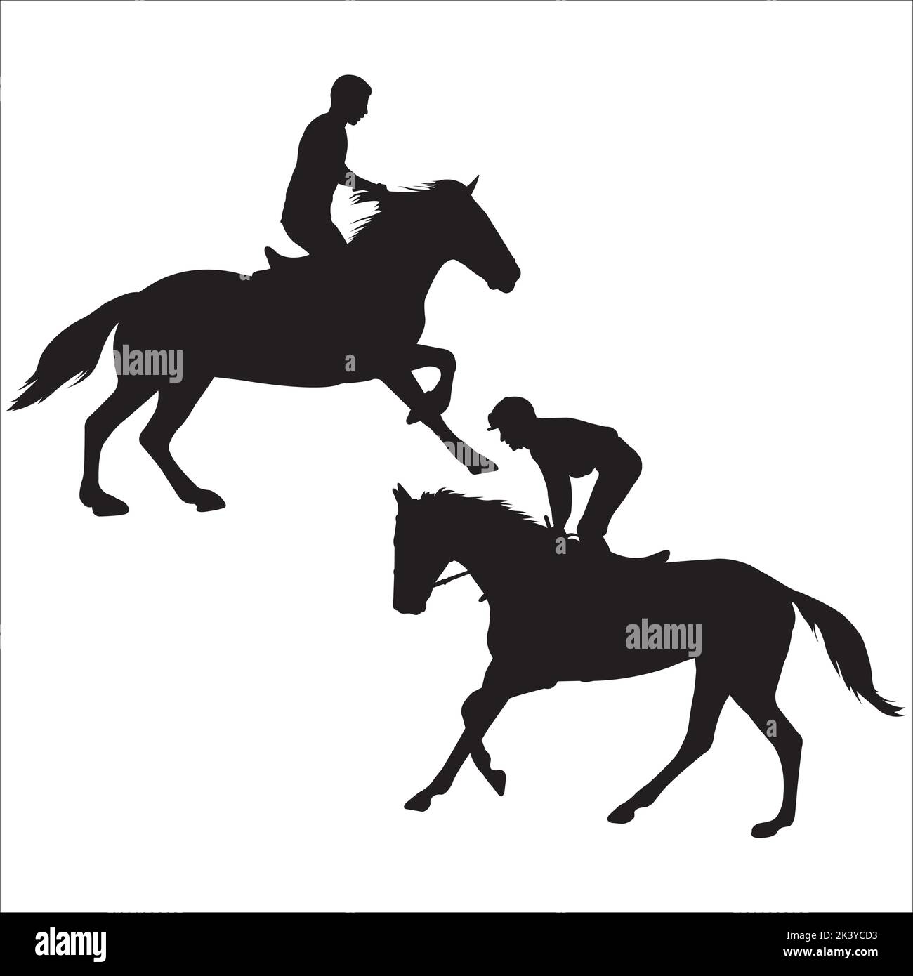 Vector Set Of Horseman With Horse Silhouettes Illustration Isolated On ...