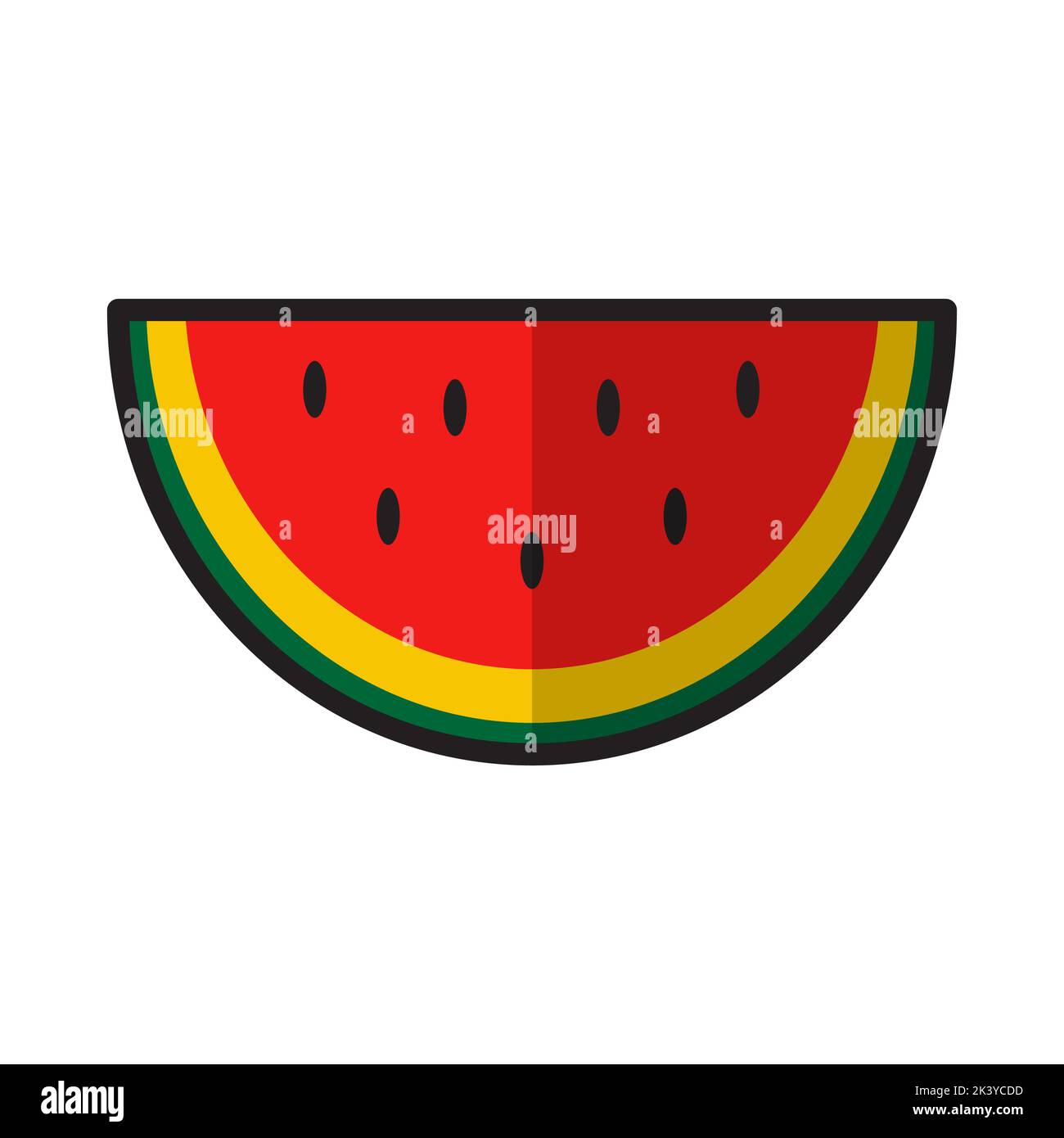Vector illustration of a watermelon slice, in cartoon style. Red ripe ...