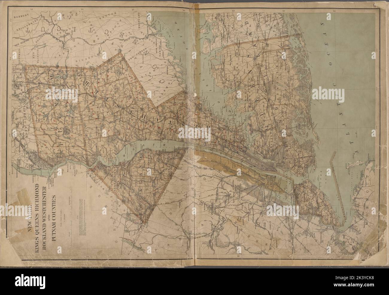 New York State, Double Page Plate No. 6 Map of New York Kings, Queens ...