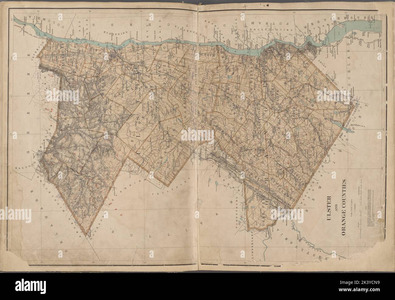 New York State, Double Page Plate No. 10 Map of Ulster and Orange ...