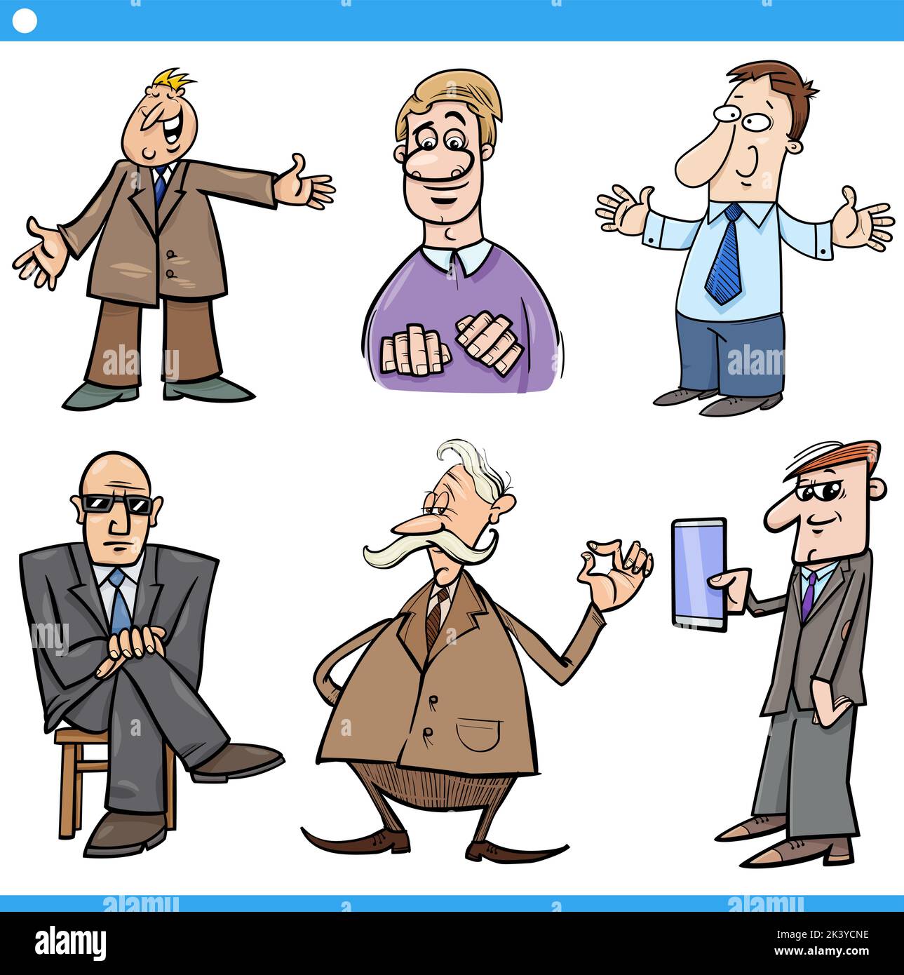 Cartoon illustration of funny men comic characters set Stock Vector ...