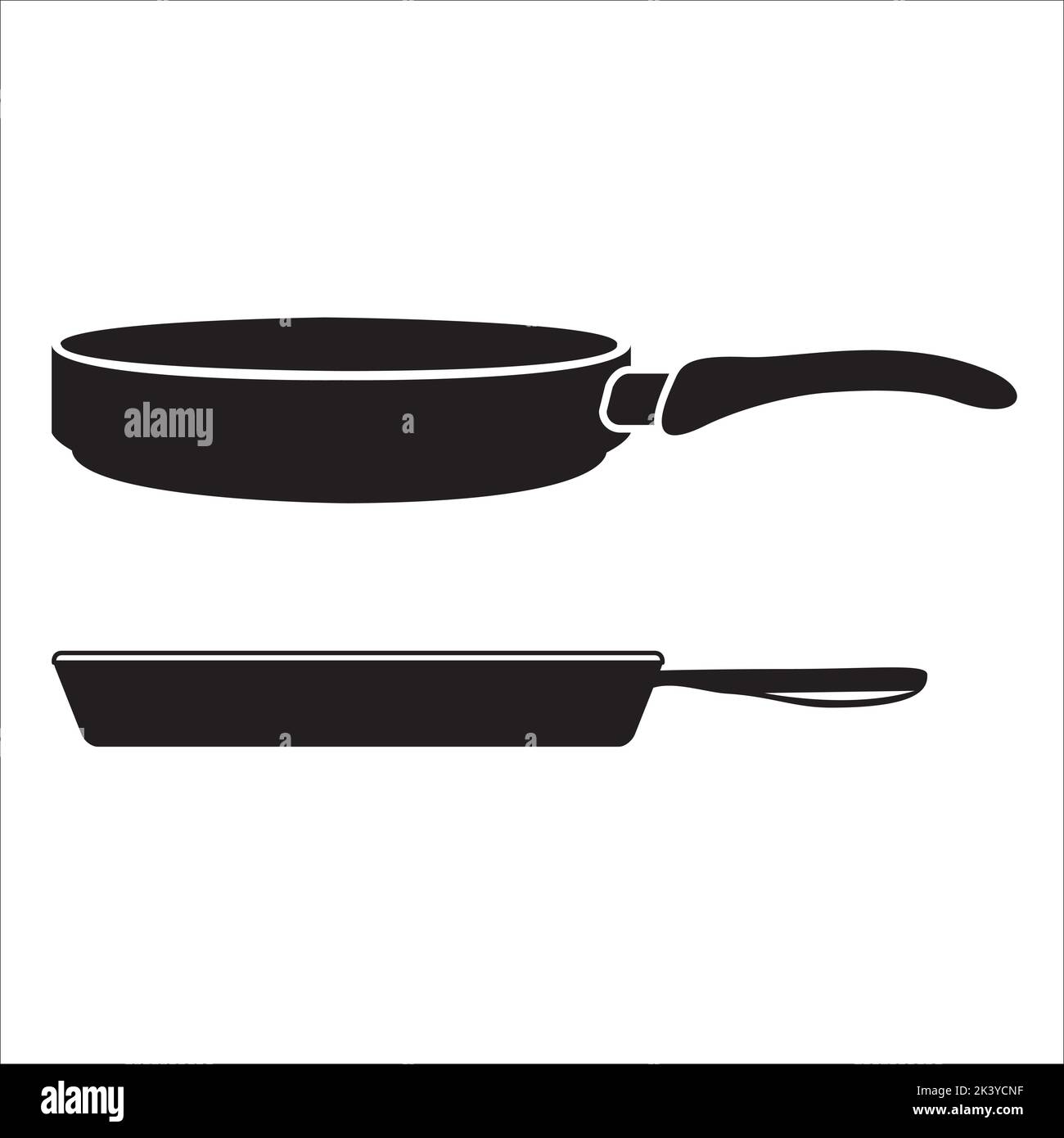 Vector Set Of Frying Pans Silhouettes Illustration Isolated On White ...