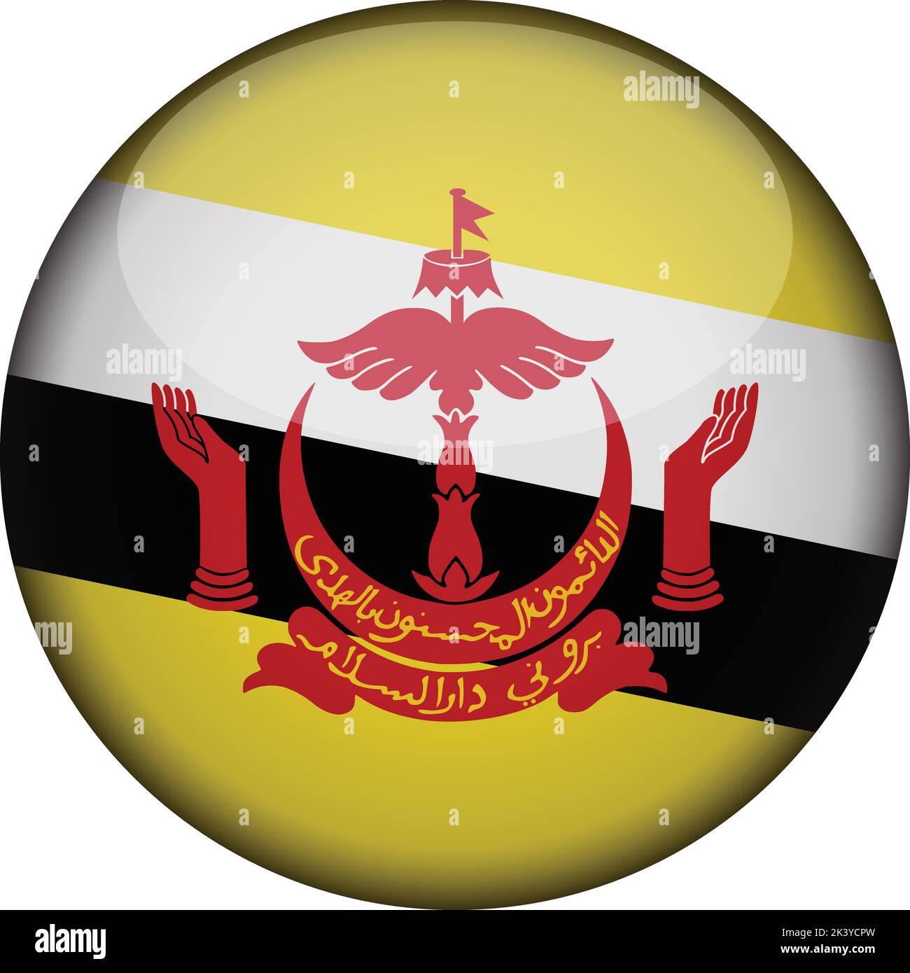 brunei Flag in glossy round button of icon. brunei emblem isolated on ...