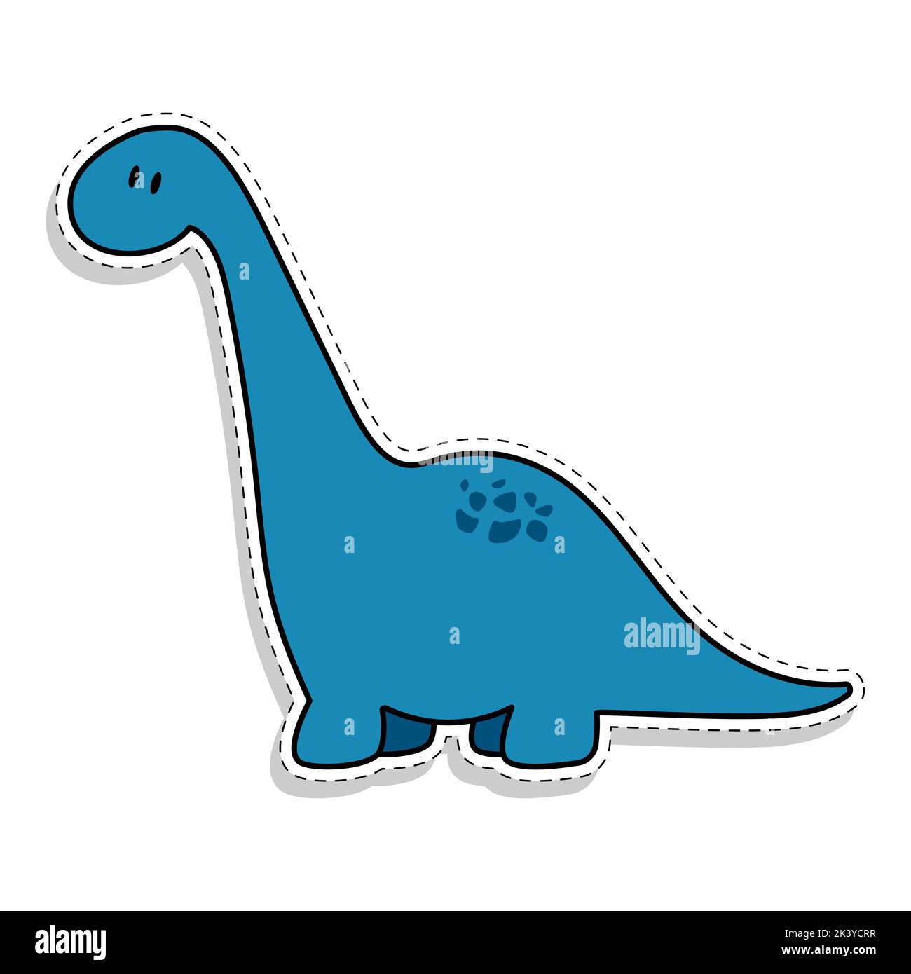 Flat sticker of a blue dinosaur. Vector illustration Stock Vector Image ...