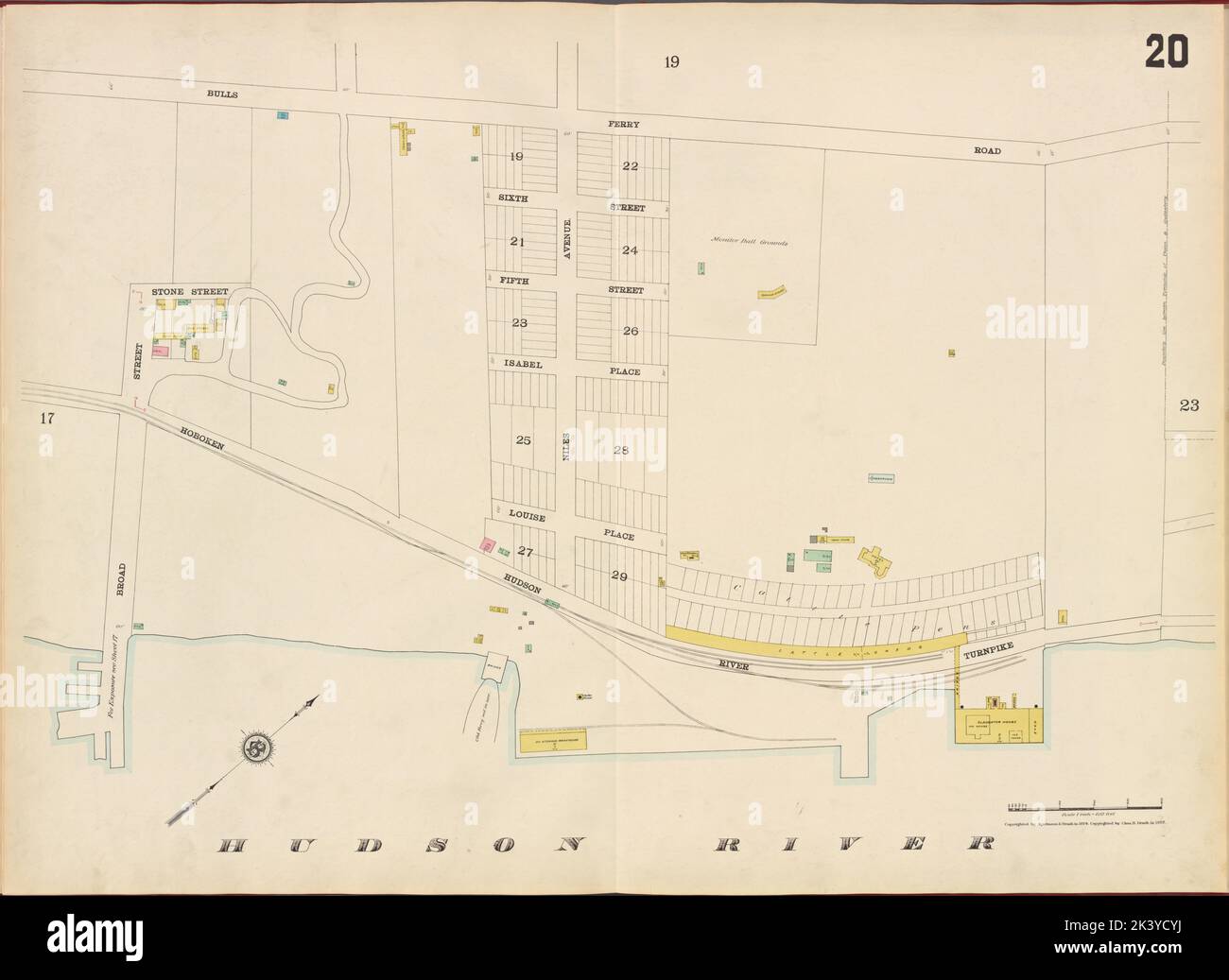 Hudson County, V. 8, Double Page Plate No. 20 Map bounded by Bulls ...
