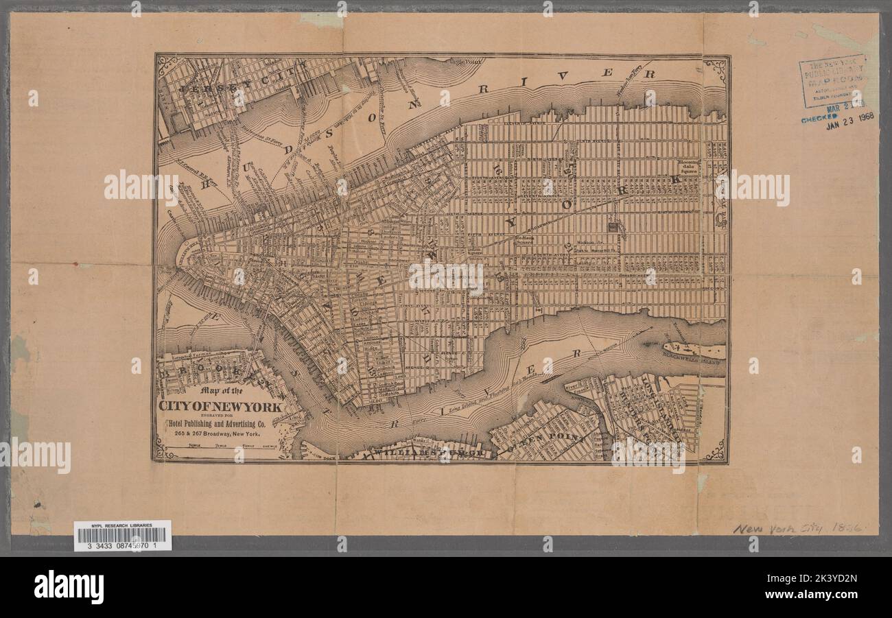 Map of the City of New York 1886. Cartographic. Maps. Lionel Pincus and ...