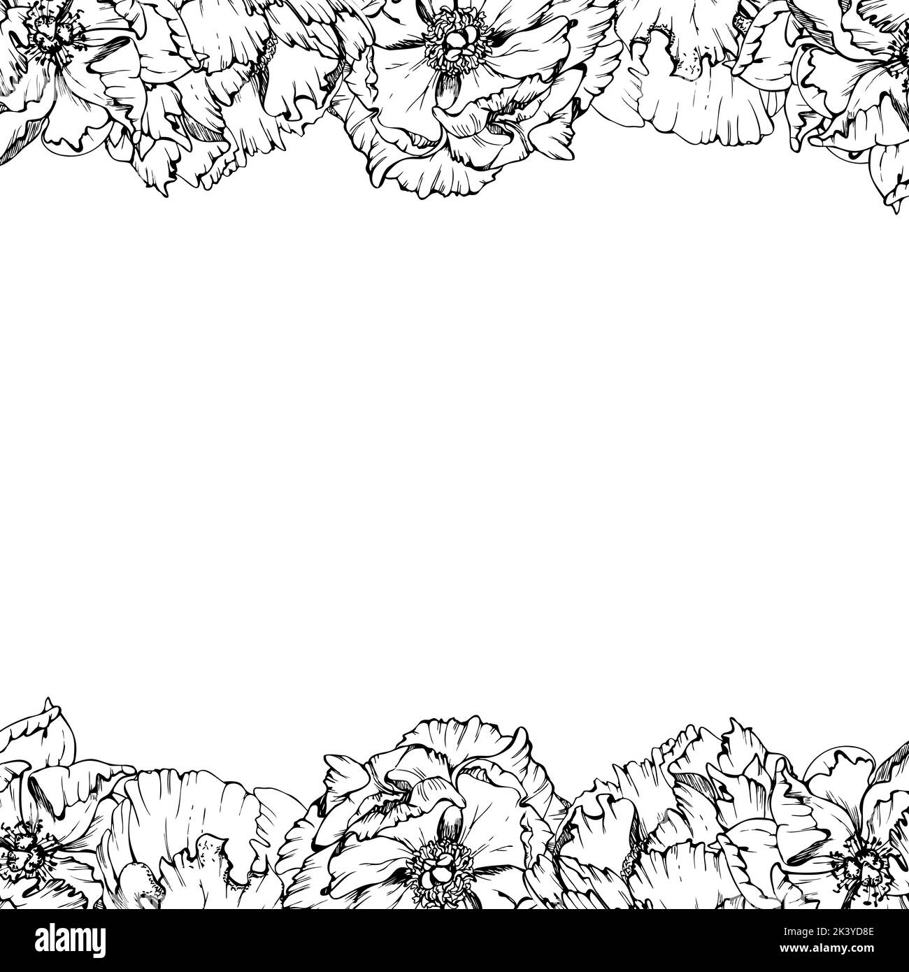 Set wedding invitations flowers Black and White Stock Photos & Images ...