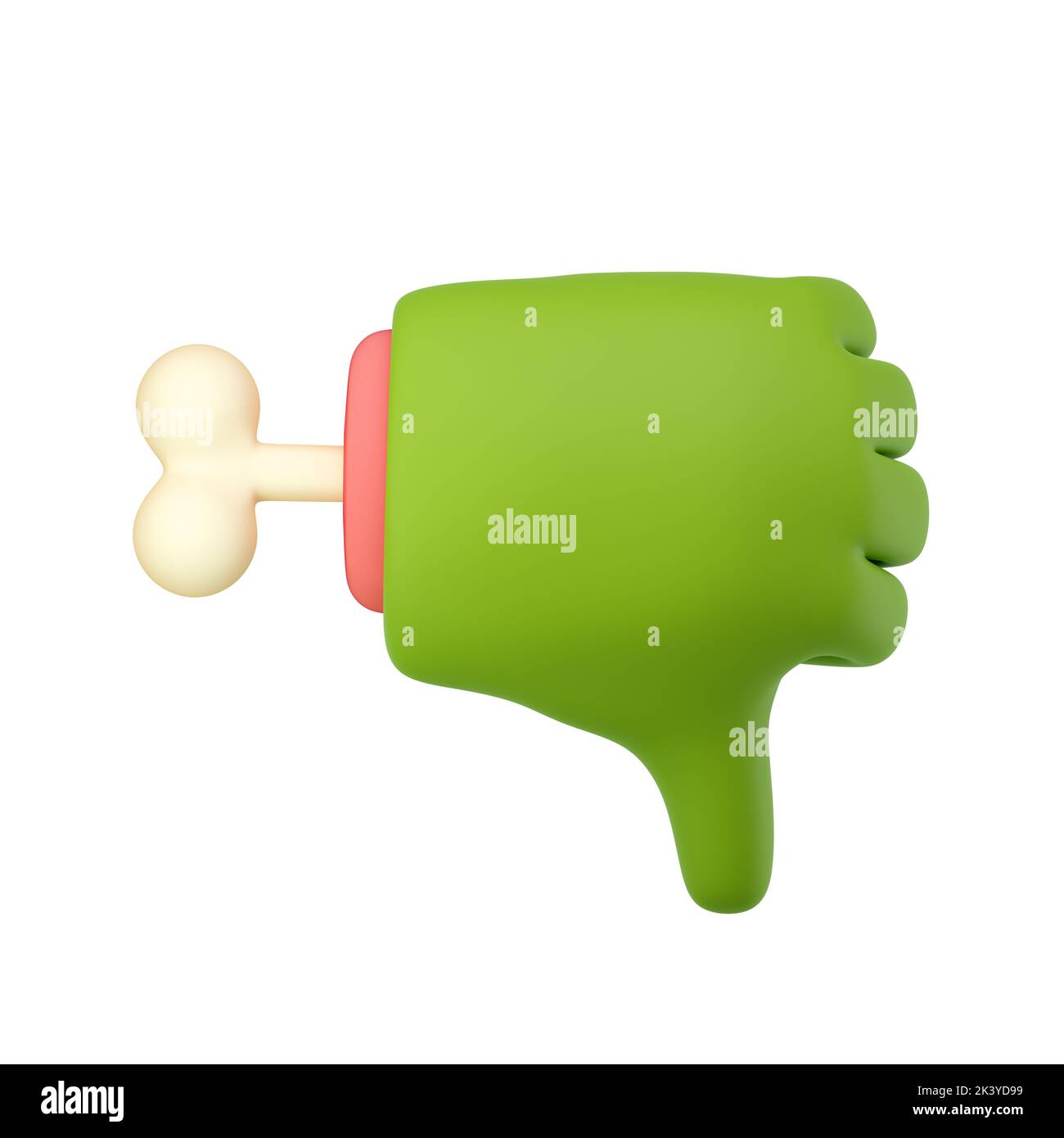 3d zombie hand in plastic cartoon style. Thumb down fingers gesture ...
