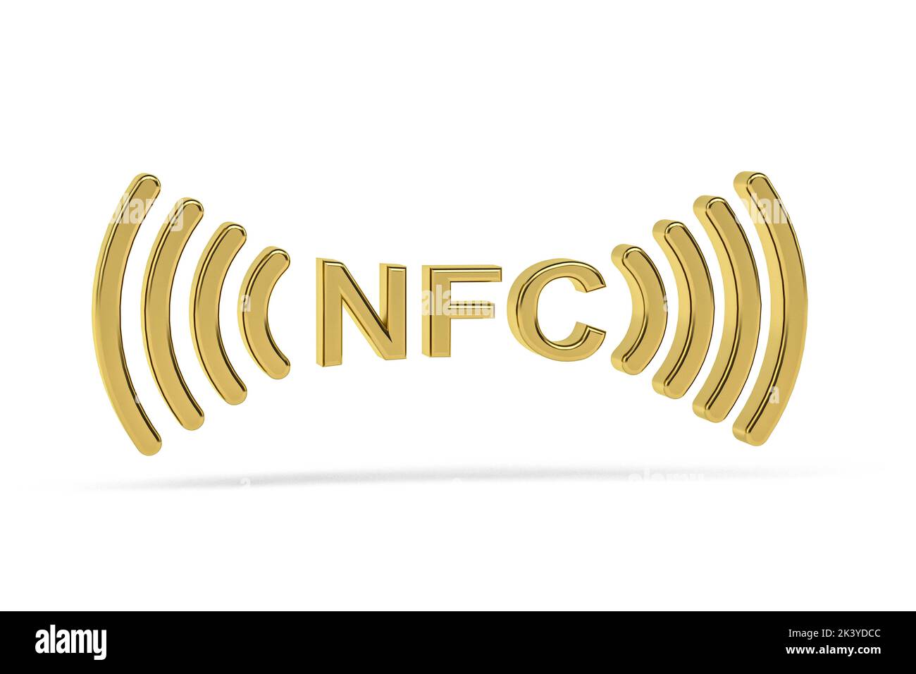 Golden 3d NFC payment icon isolated on white background - 3d render Stock Photo - Alamy