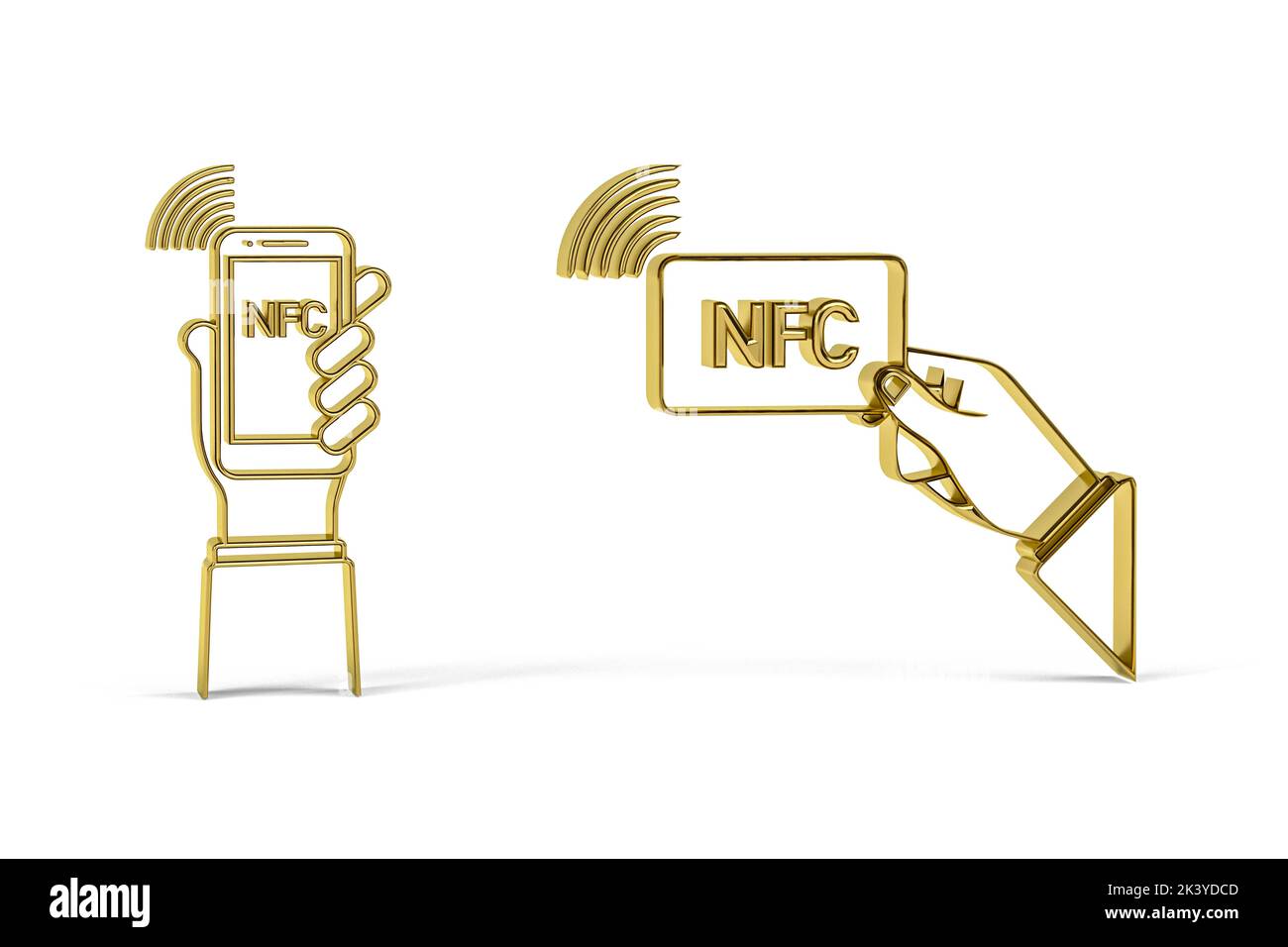 Golden 3d NFC payment icon isolated on white background - 3d render Stock Photo - Alamy