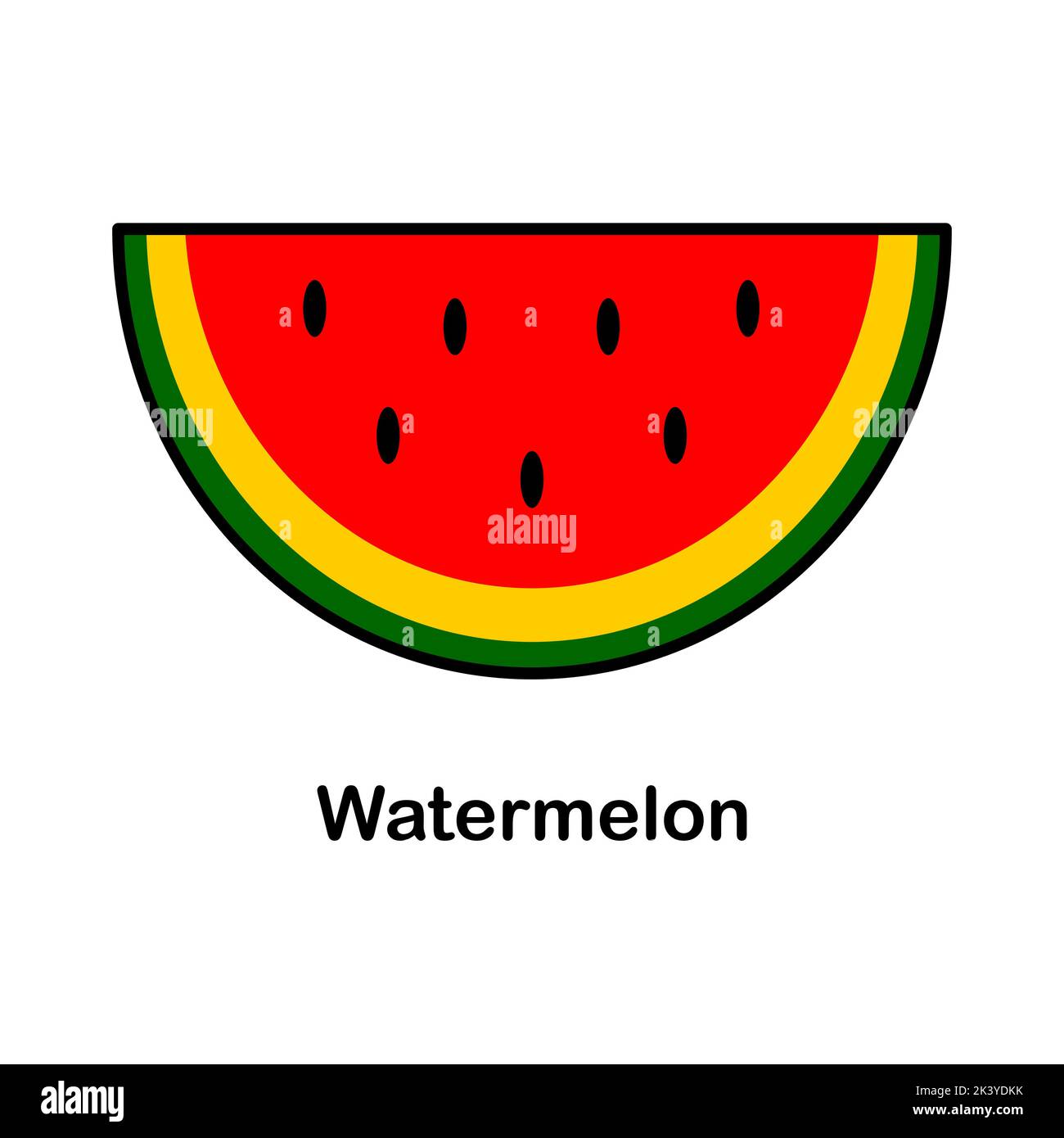 Vector illustration of a watermelon slice, in cartoon style. Red ripe ...