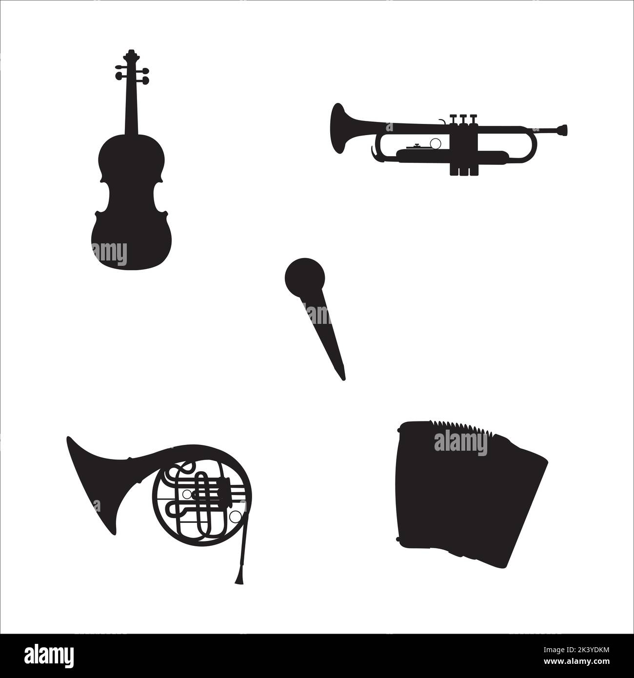 Vector Set Of Musical Instruments Silhouettes Illustration Isolated On ...