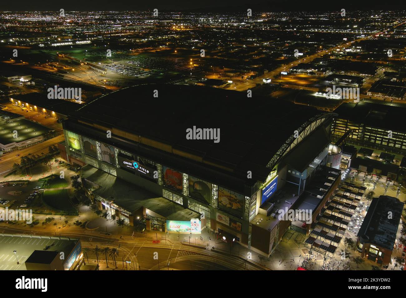A general overall aerial view of Chase Field at night, Tuesday, Sept ...