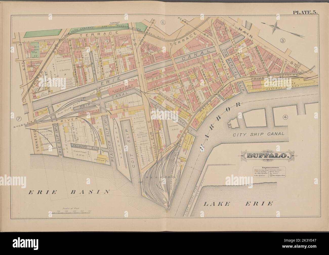 Buffalo, Double Page Plate No. 5 Map bounded by Terrace, Main St., Lake ...