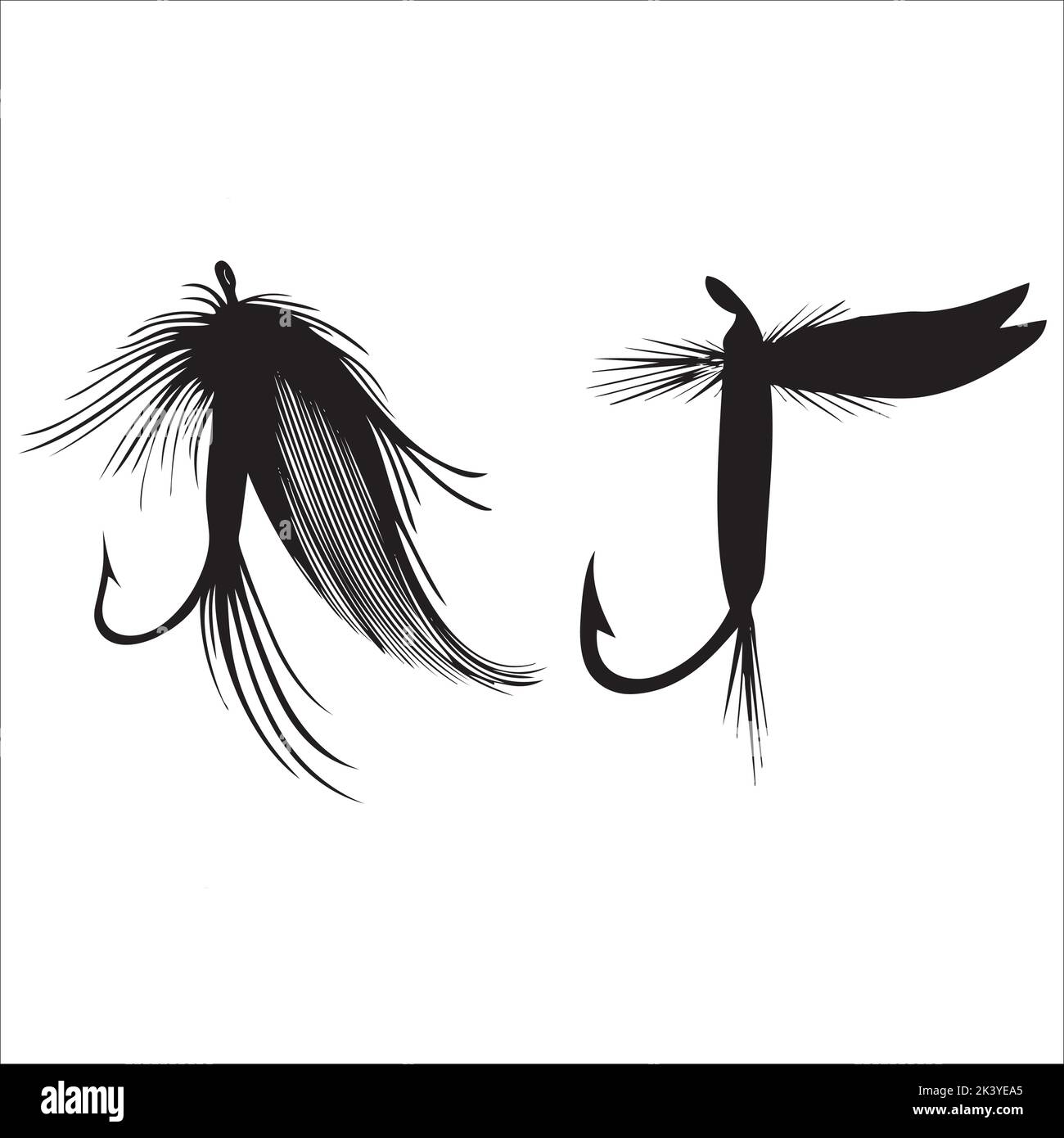 Vector Set Of Fly Fishing Lures Hooks Silhouettes Illustration Isolated ...
