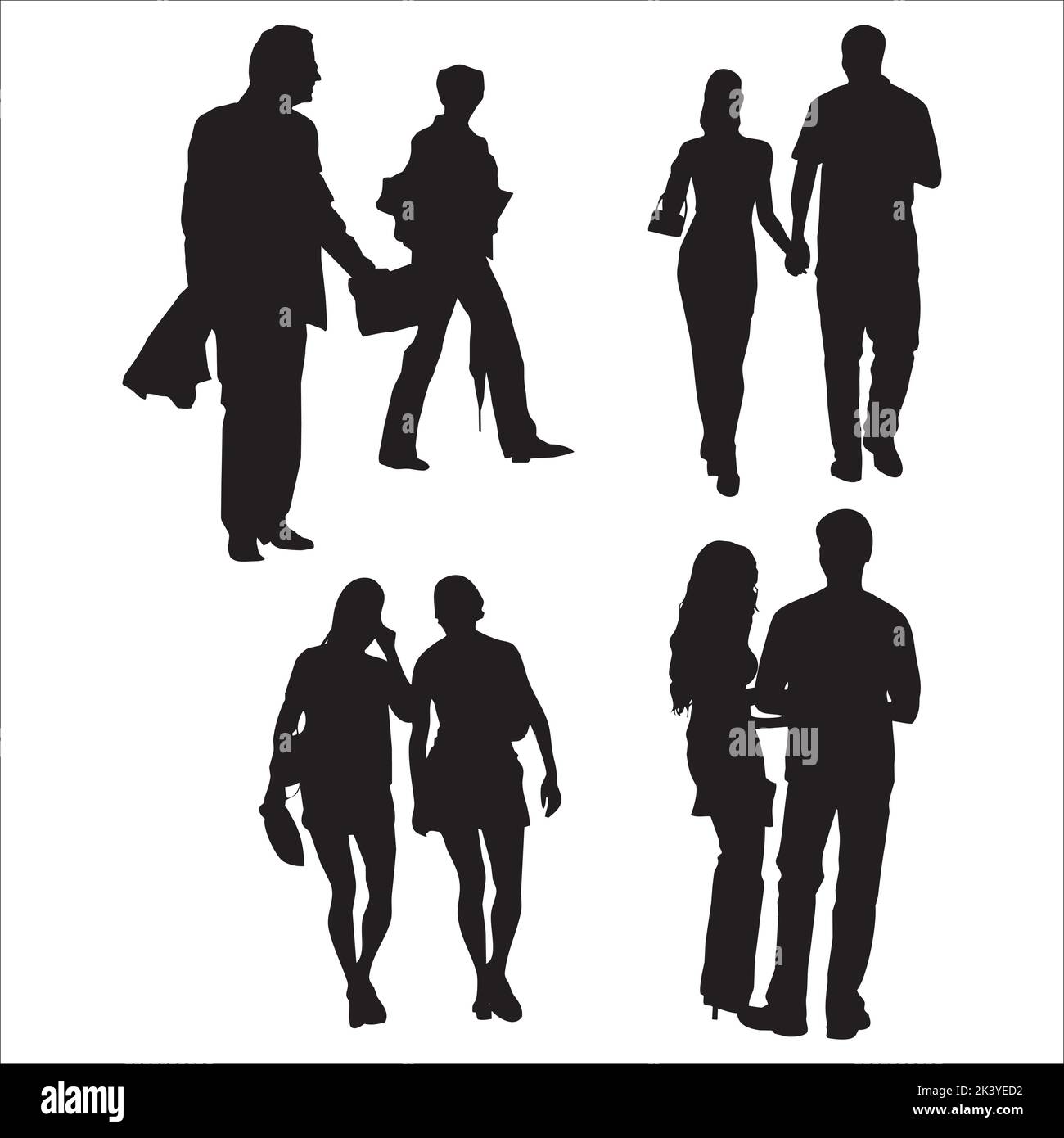Vector Set Of Group Of Peoples Silhouettes Illustration Isolated On ...