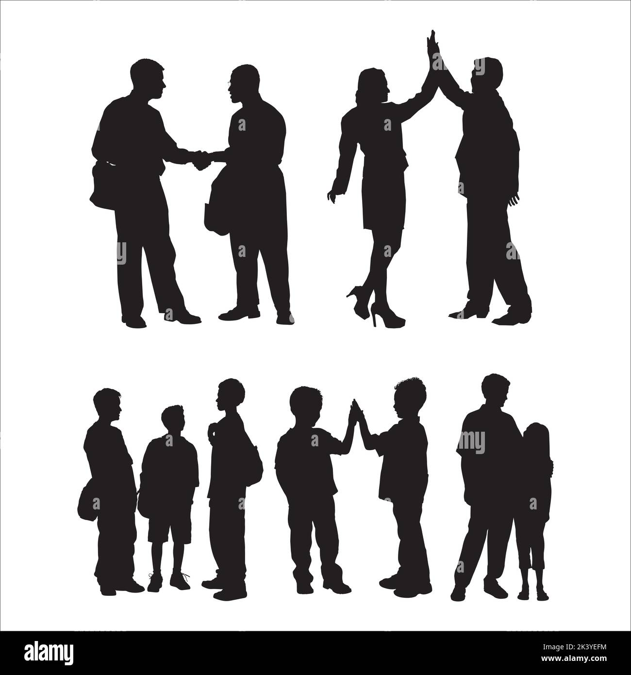 Vector Set Of Group Of Peoples Silhouettes Illustration Isolated On ...