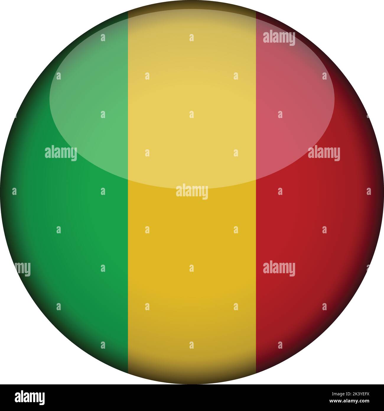 mali Flag in glossy round button of icon. mali emblem isolated on white ...