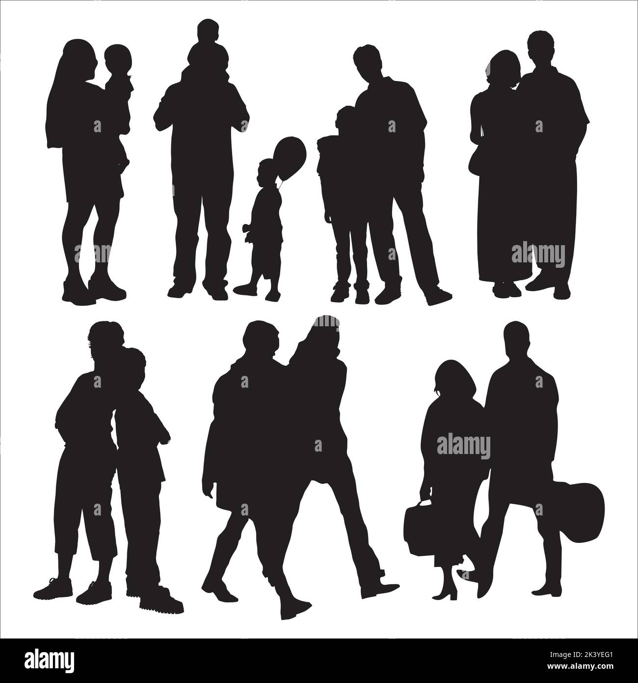 Vector Set Of Group Of Peoples Silhouettes Illustration Isolated On ...