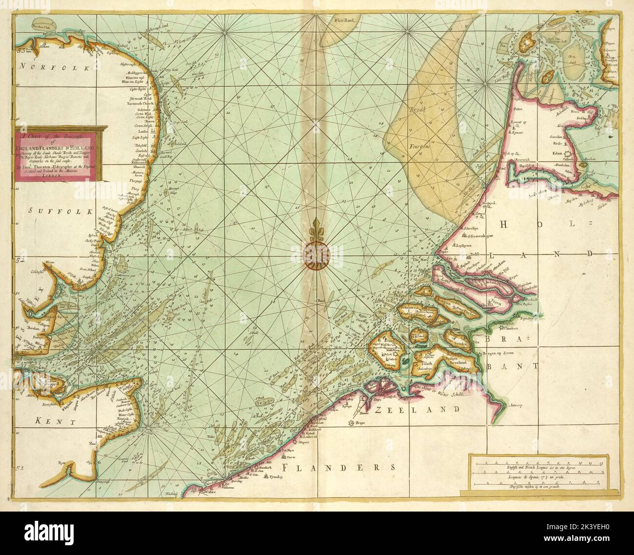 A chart of the Seacoasts of ENGLAND FLANDERS and HOLLAND shewing all ...
