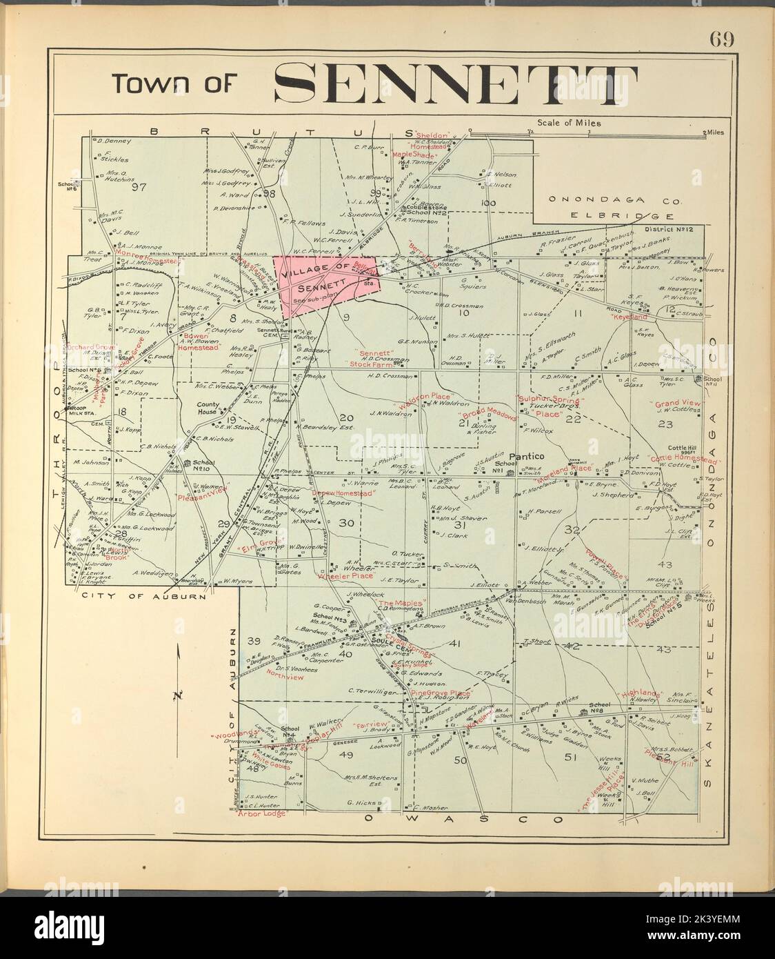 Cayuga County, Right Page Map of town of Sennett Cartographic. Atlases ...