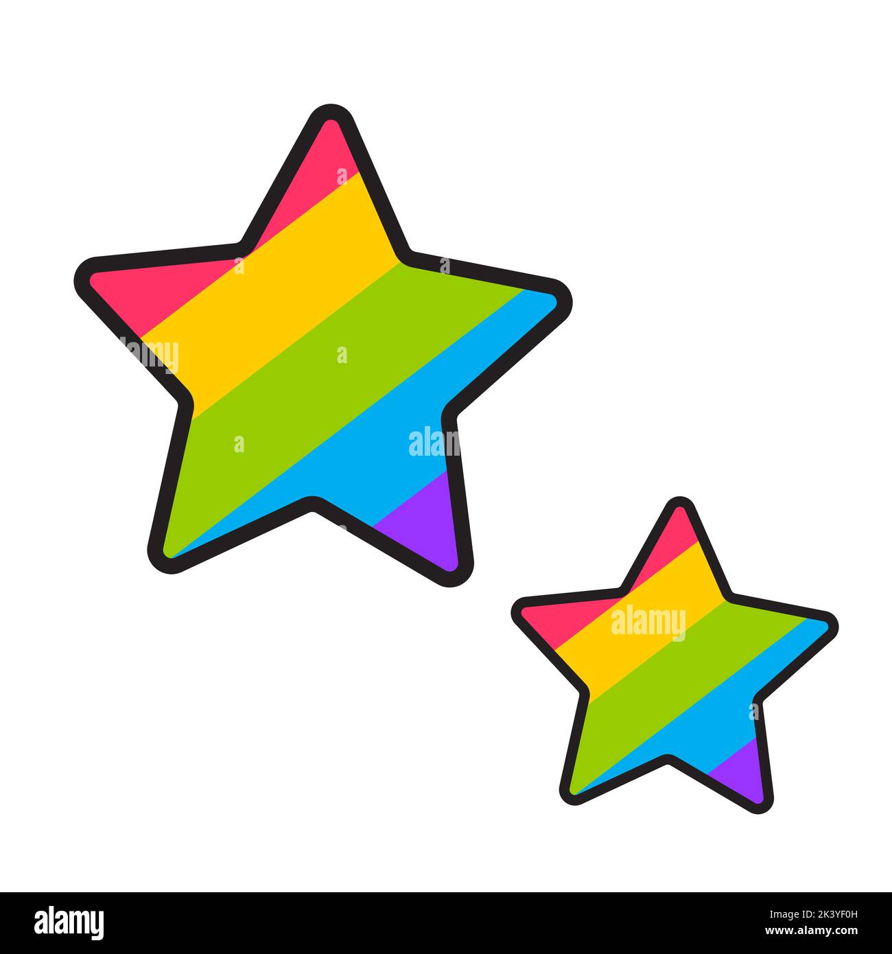 Simple flat illustration of two stars in rainbow colors. Vector icon ...