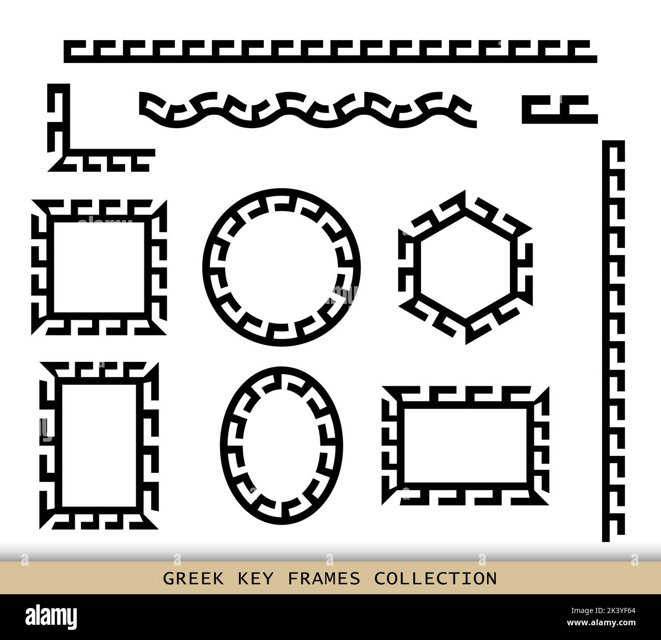 Ancient Greek black frames patterns collection, set of antique borders ...