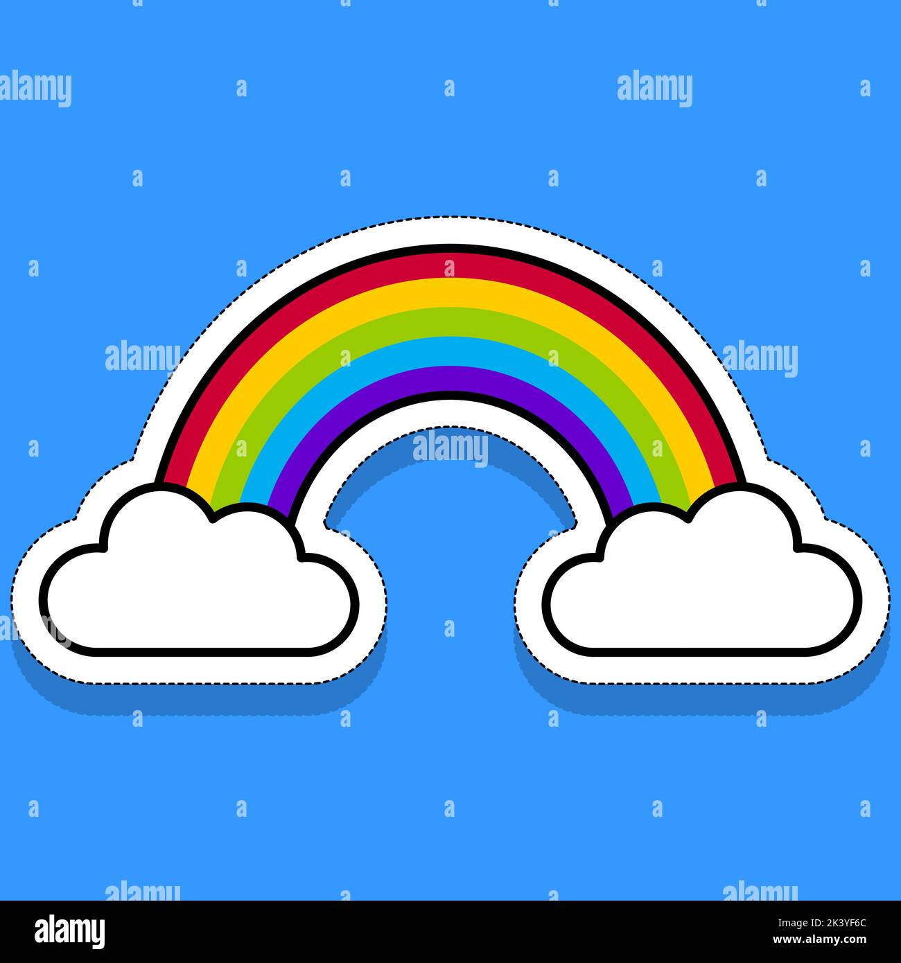 Flat image of a rainbow and clouds. Vector illustration Stock Vector ...