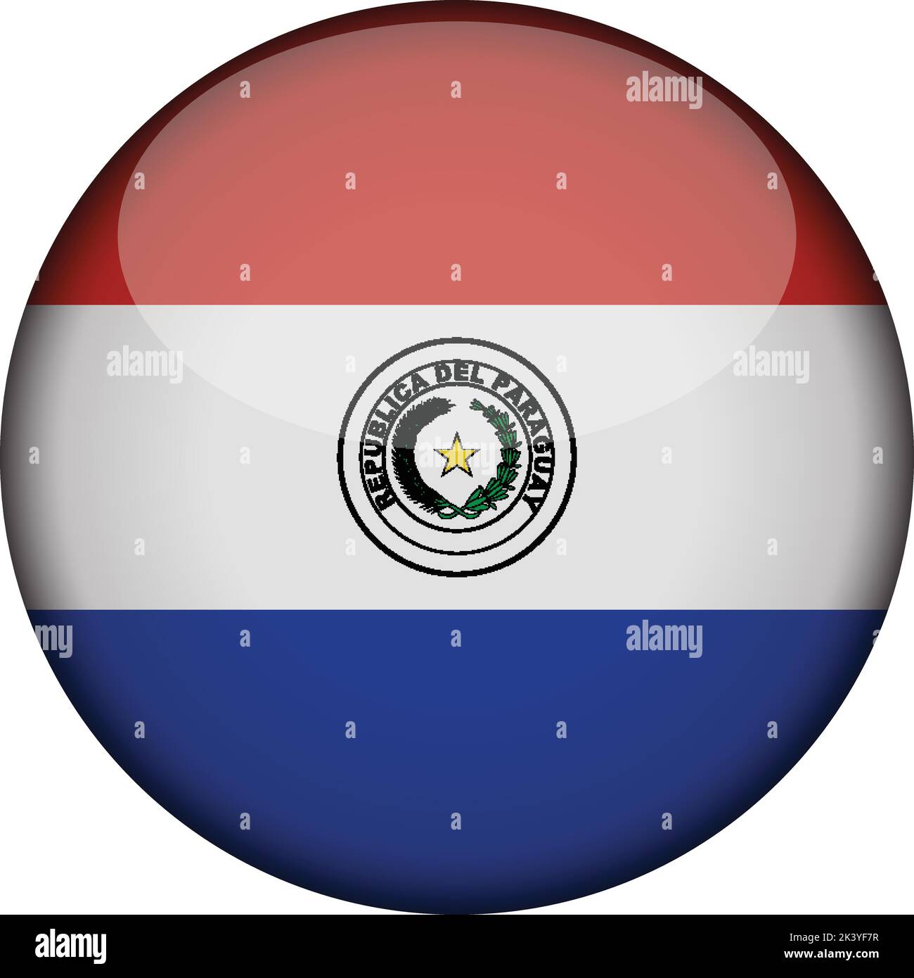 paraguay Flag in glossy round button of icon. paraguay emblem isolated ...