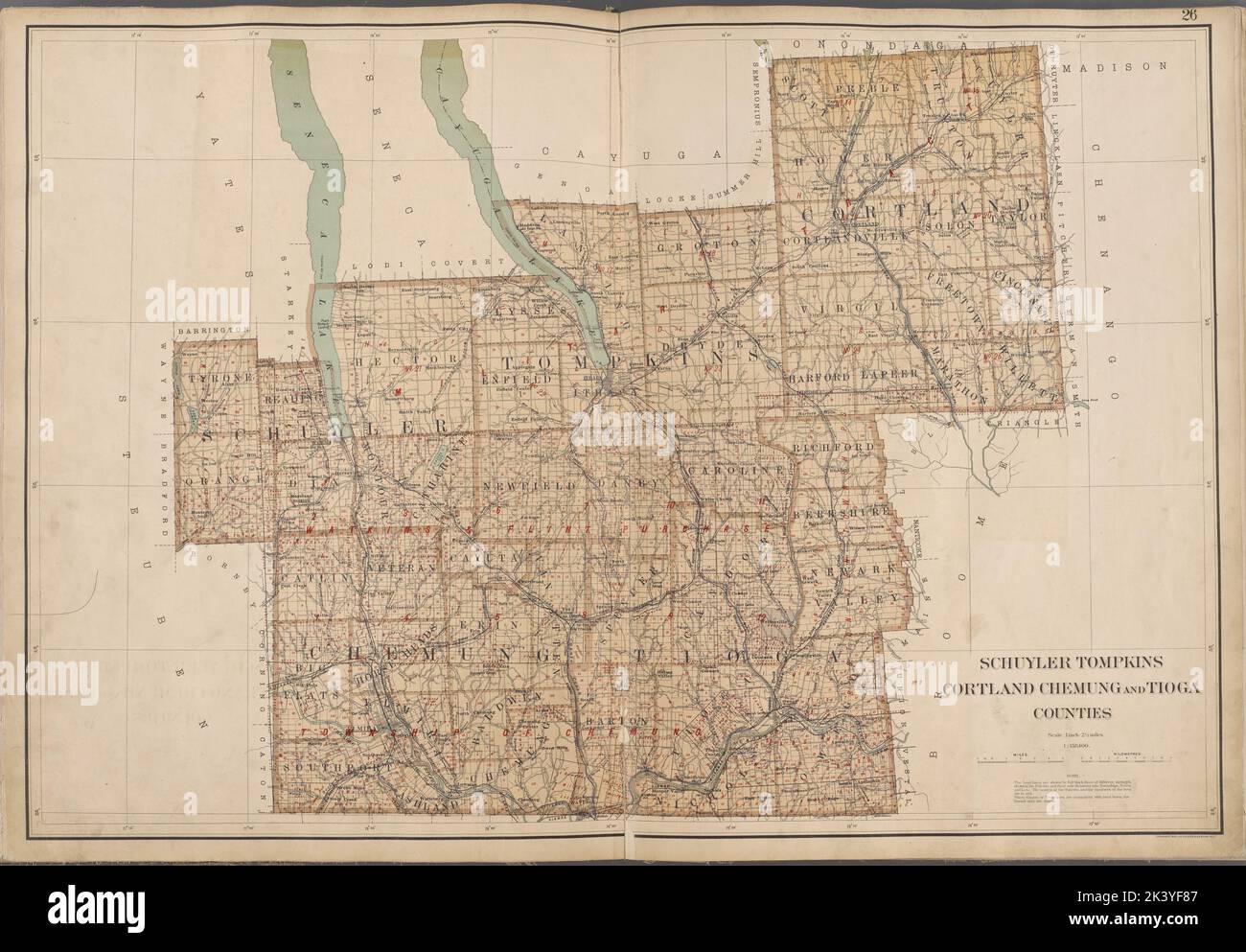 New York State, Double Page Plate No. 26 Map of Schuyler, Tompkins ...