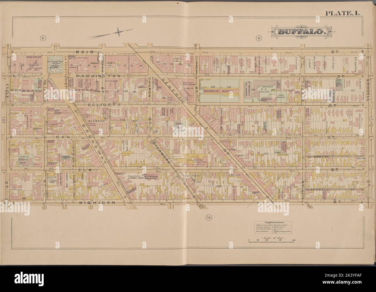 Buffalo, Double Page Plate No. 1 Map bounded by Main St., Goodell St ...