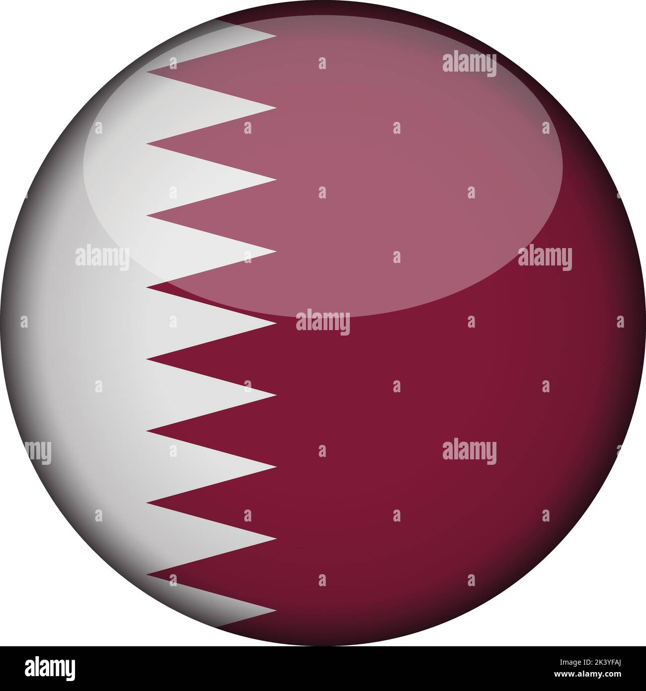 qatar Flag in glossy round button of icon. qatar emblem isolated on ...