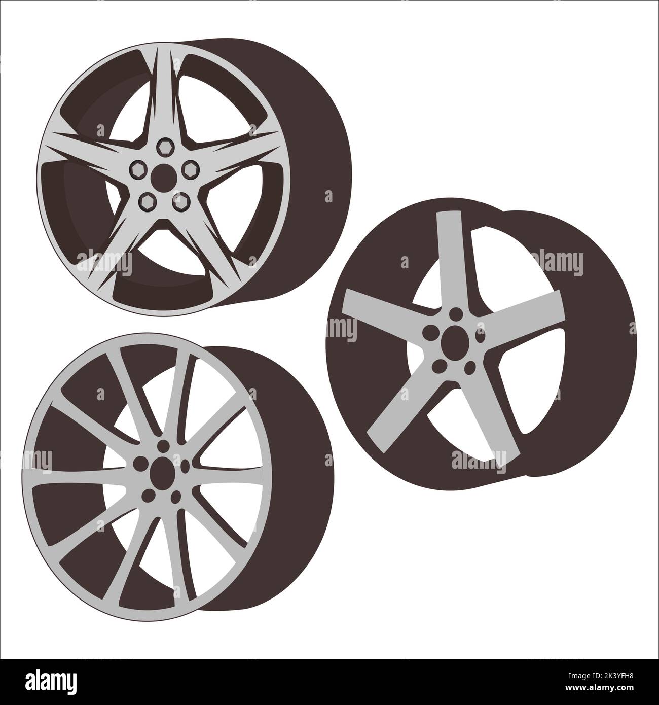 Vector Set Of Alloy Wheels Illustration Isolated On White Background Stock Vector Image & Art ...