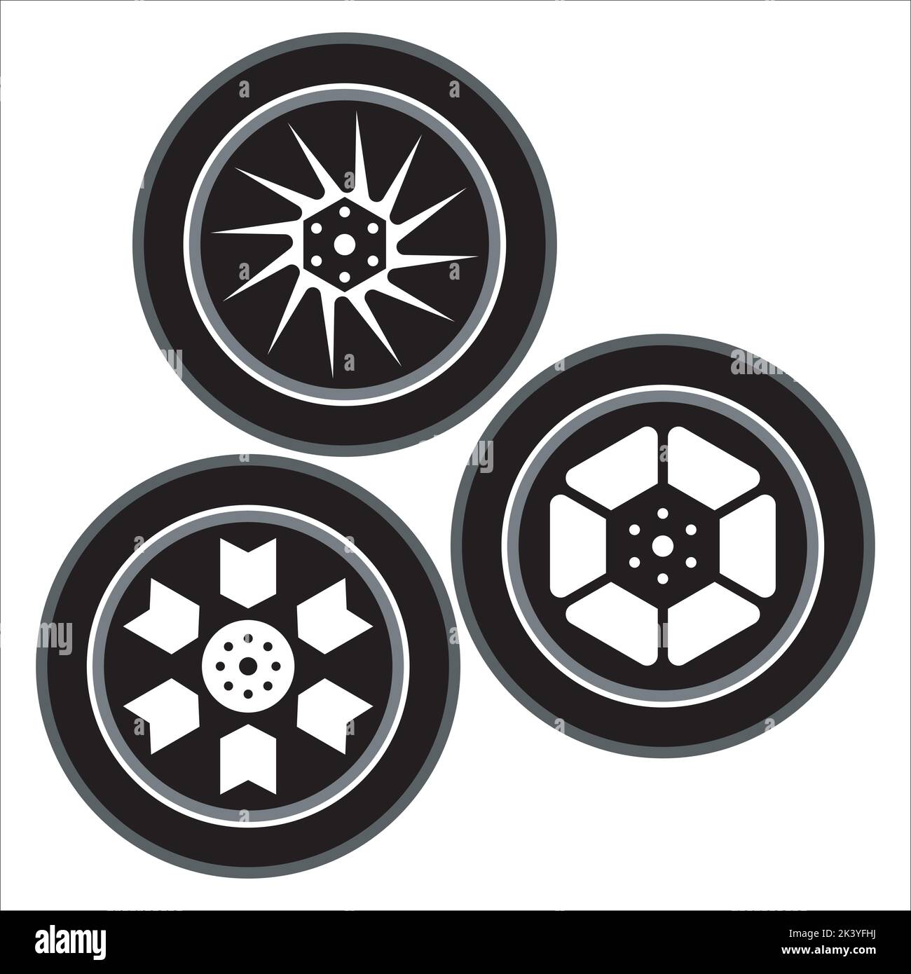 Vector Set Of Alloy Wheels Illustration Isolated On White Background Stock Vector Image & Art ...