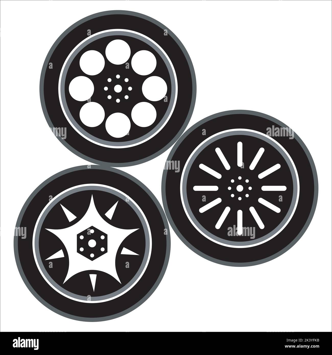 Vector Set Of Alloy Wheels Illustration Isolated On White Background ...