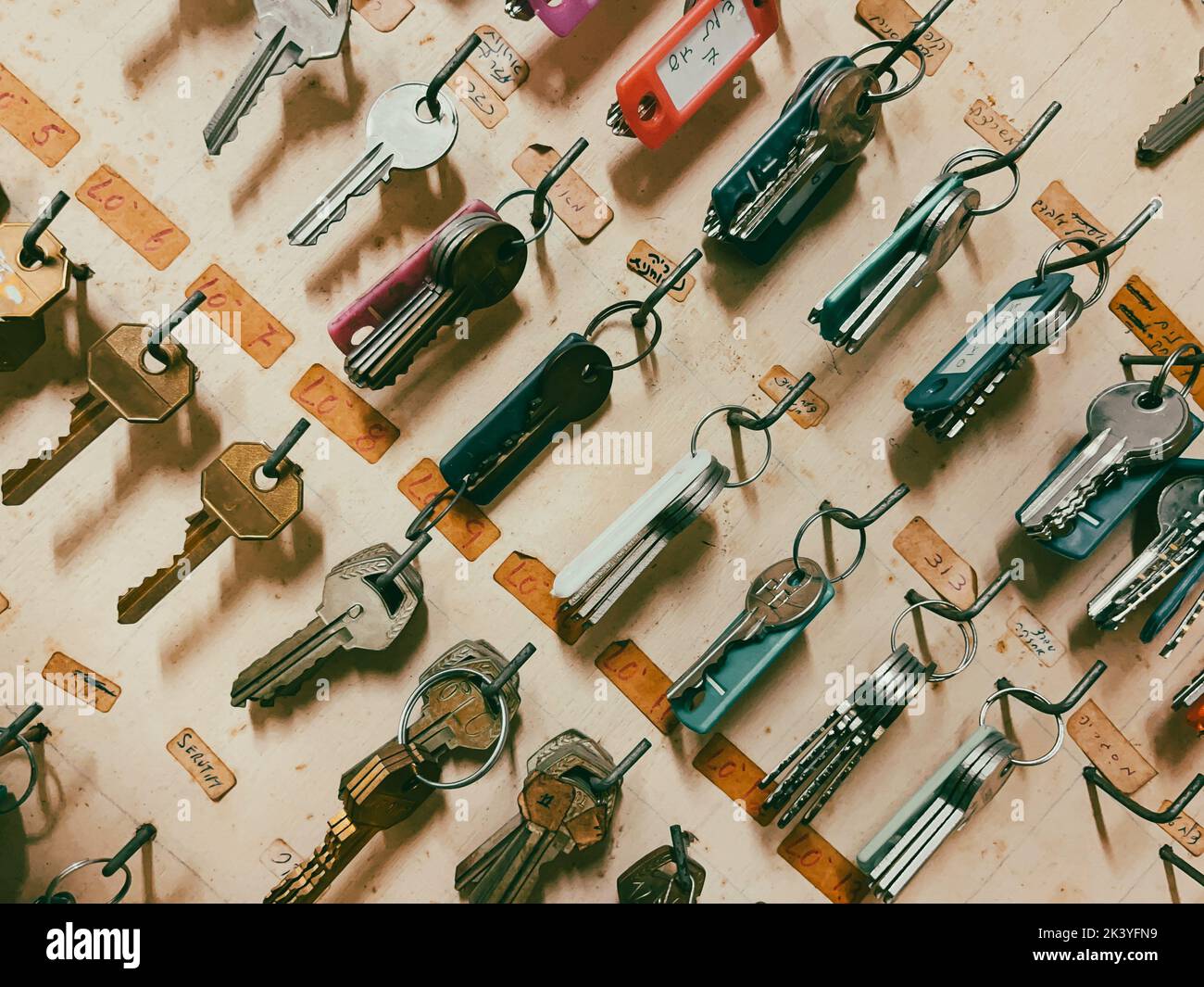 Key box cabinet or locker key for storage with many keychains and track ...