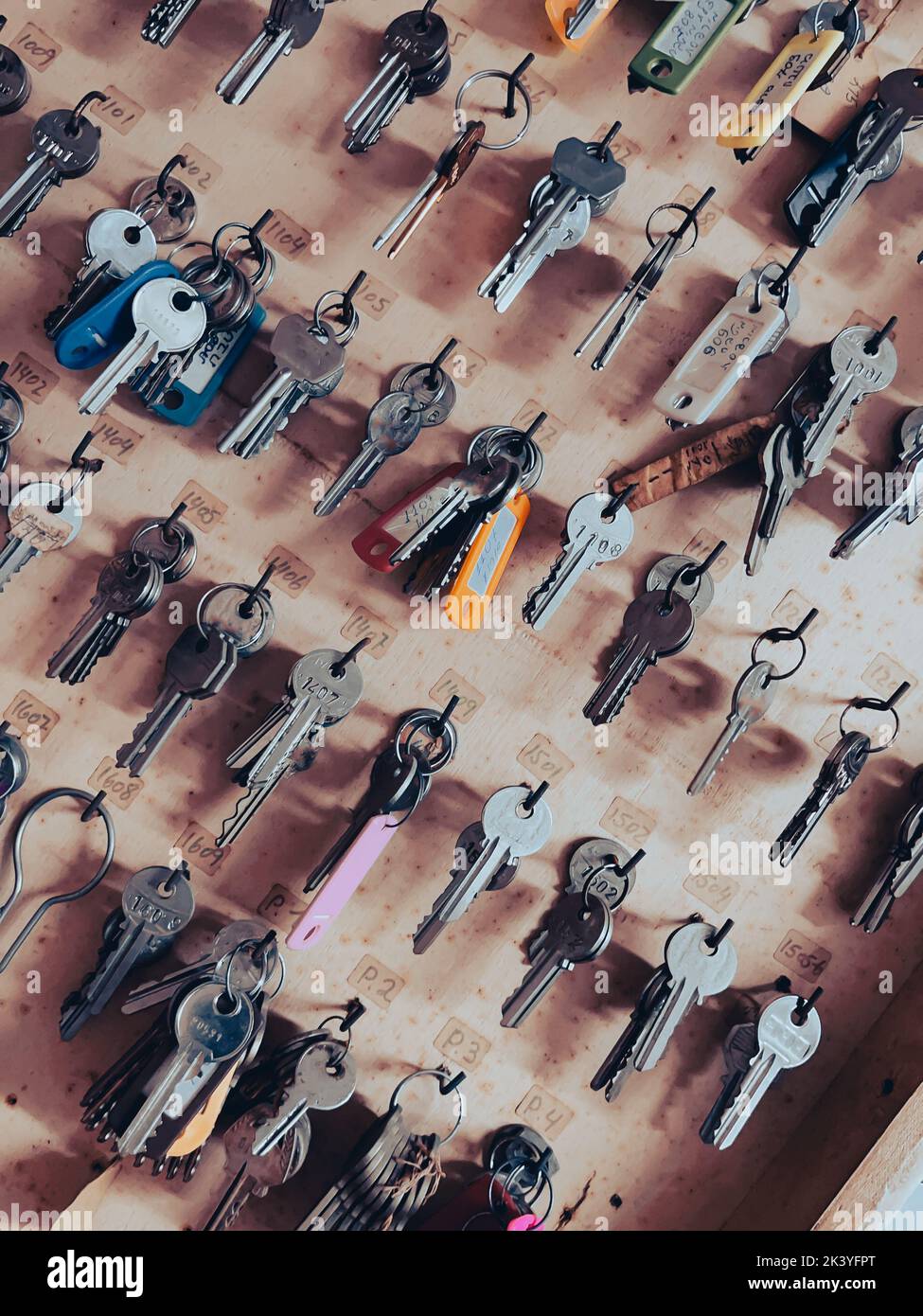 Key box cabinet or locker key for storage with many keychains and track ...